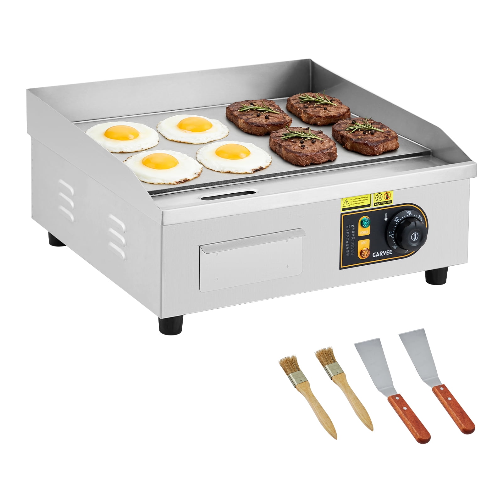 Garvee 1700W Flat Top Grill, 18 Inch Stainless Steel Griddle with ...