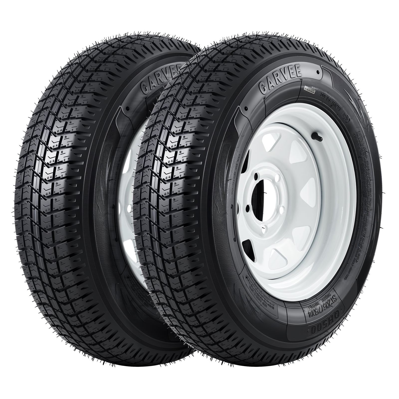 Garvee 2 Pack ST205/75D14 Trailer Tires with 14" Rims, 5 Lug on 4.5 ...