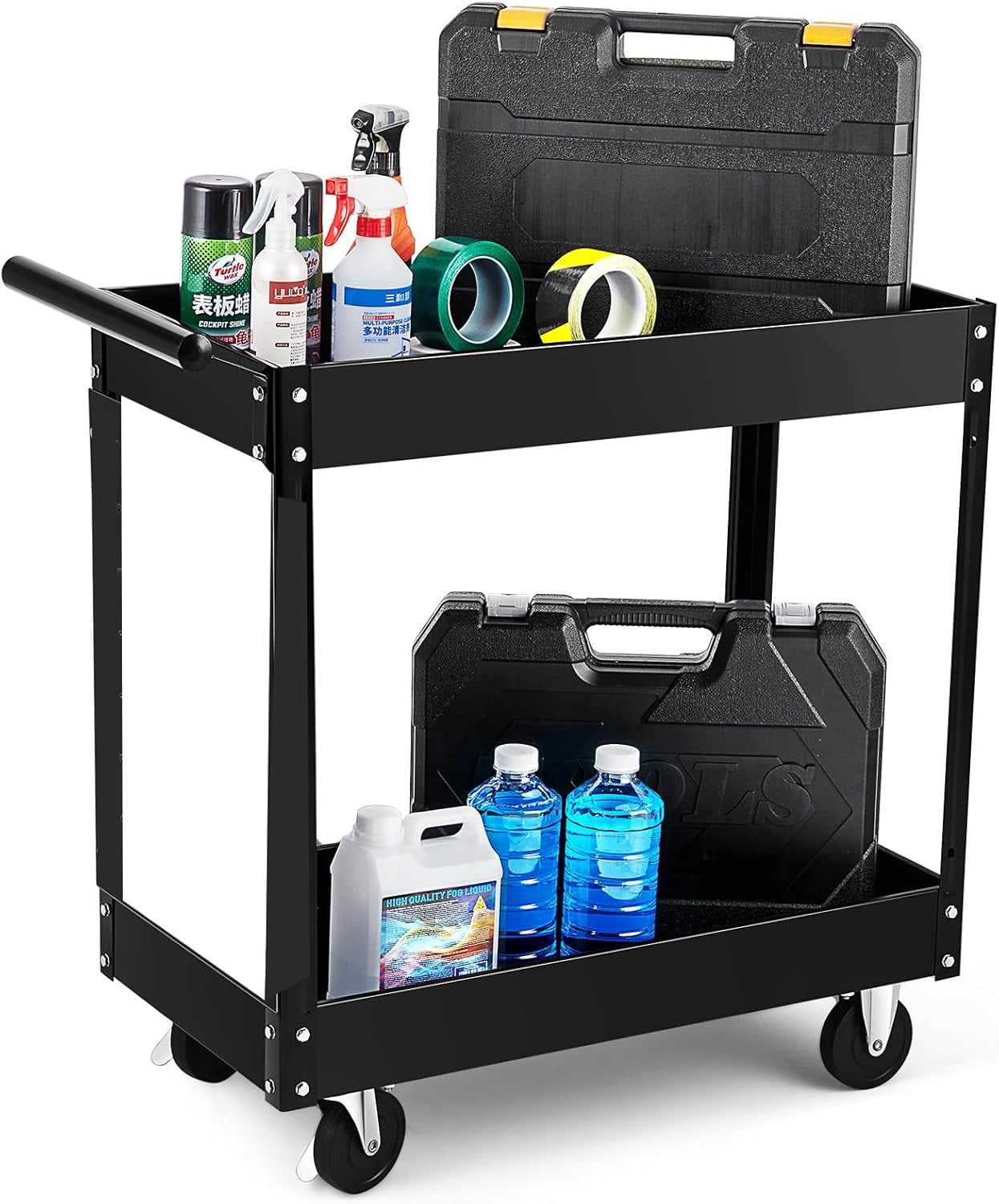 Garvee 2 Tier Rolling Tools Trolley, Tools Cart on Wheels, 330 Lbs ...