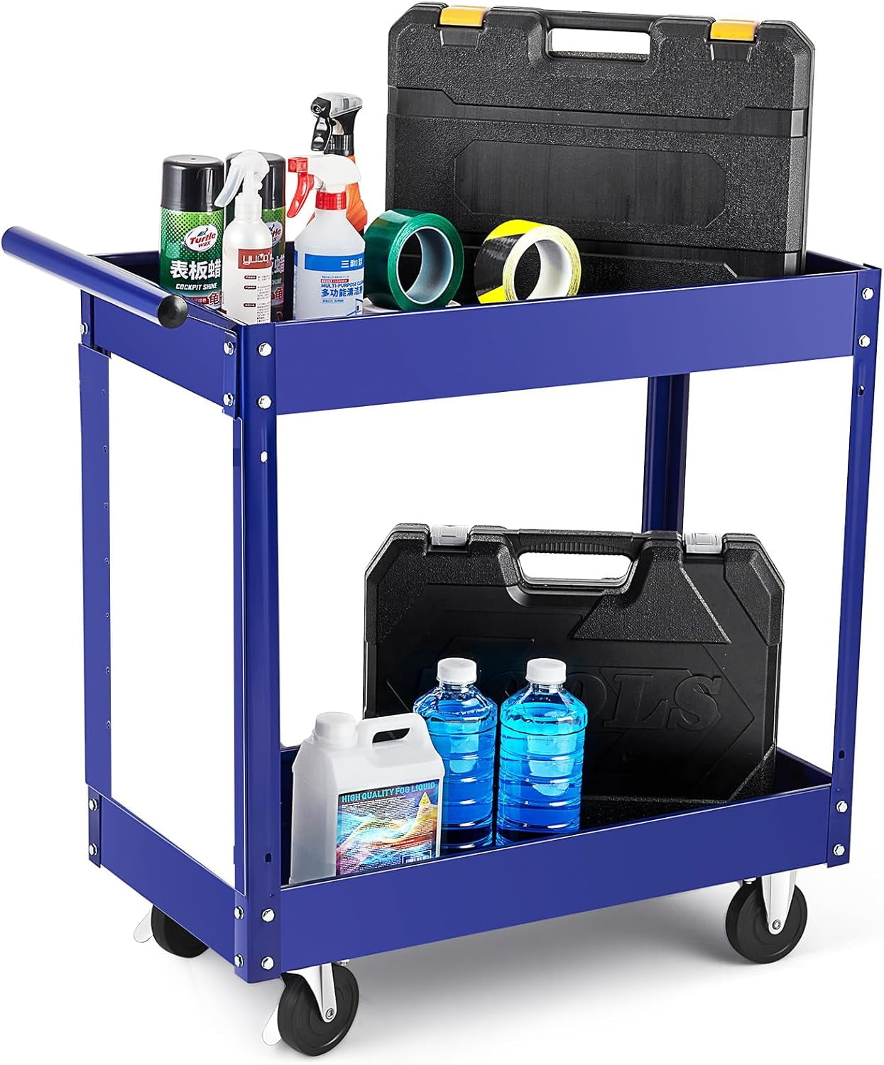 Garvee 2 Tier Rolling Tools Trolley, Tools Cart on Wheels, 330 Lbs ...