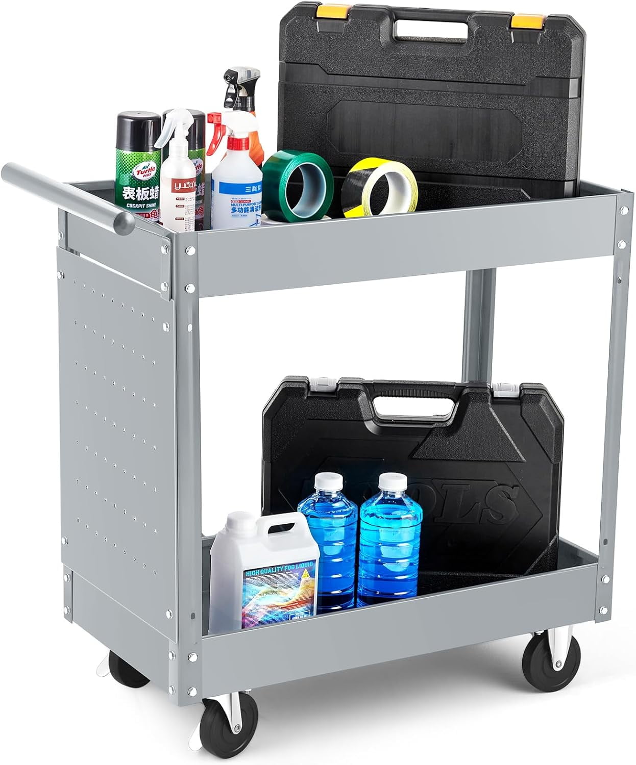 Garvee 2 Tier Rolling Tools Trolley, Tools Cart on Wheels, 330 Lbs ...