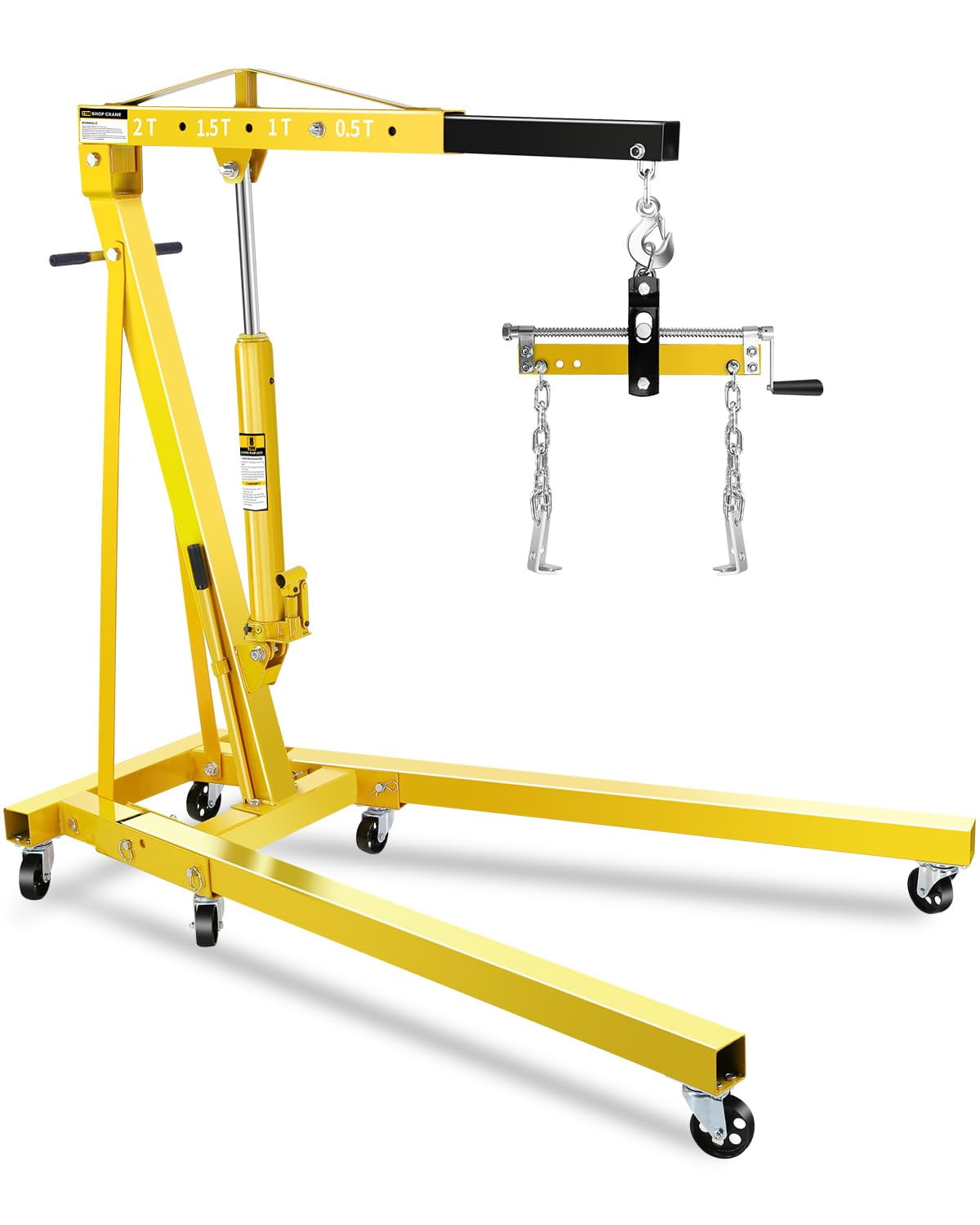 Garvee 2-Ton Shop Crane with Lever, Hydraulic Folding Engine Hoist w/6 ...