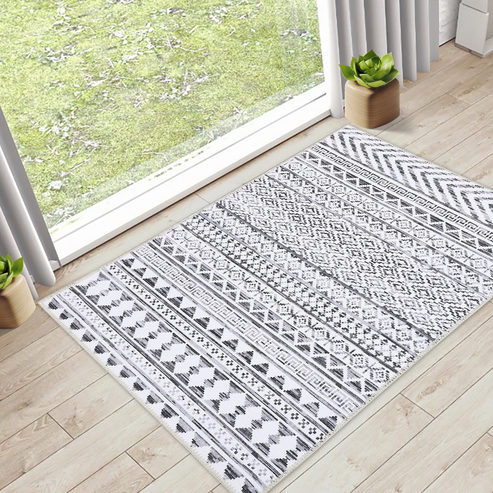 Garvee 2' x 3' Small Boho Area Rug Geometric Bohemian Mat Machine ...