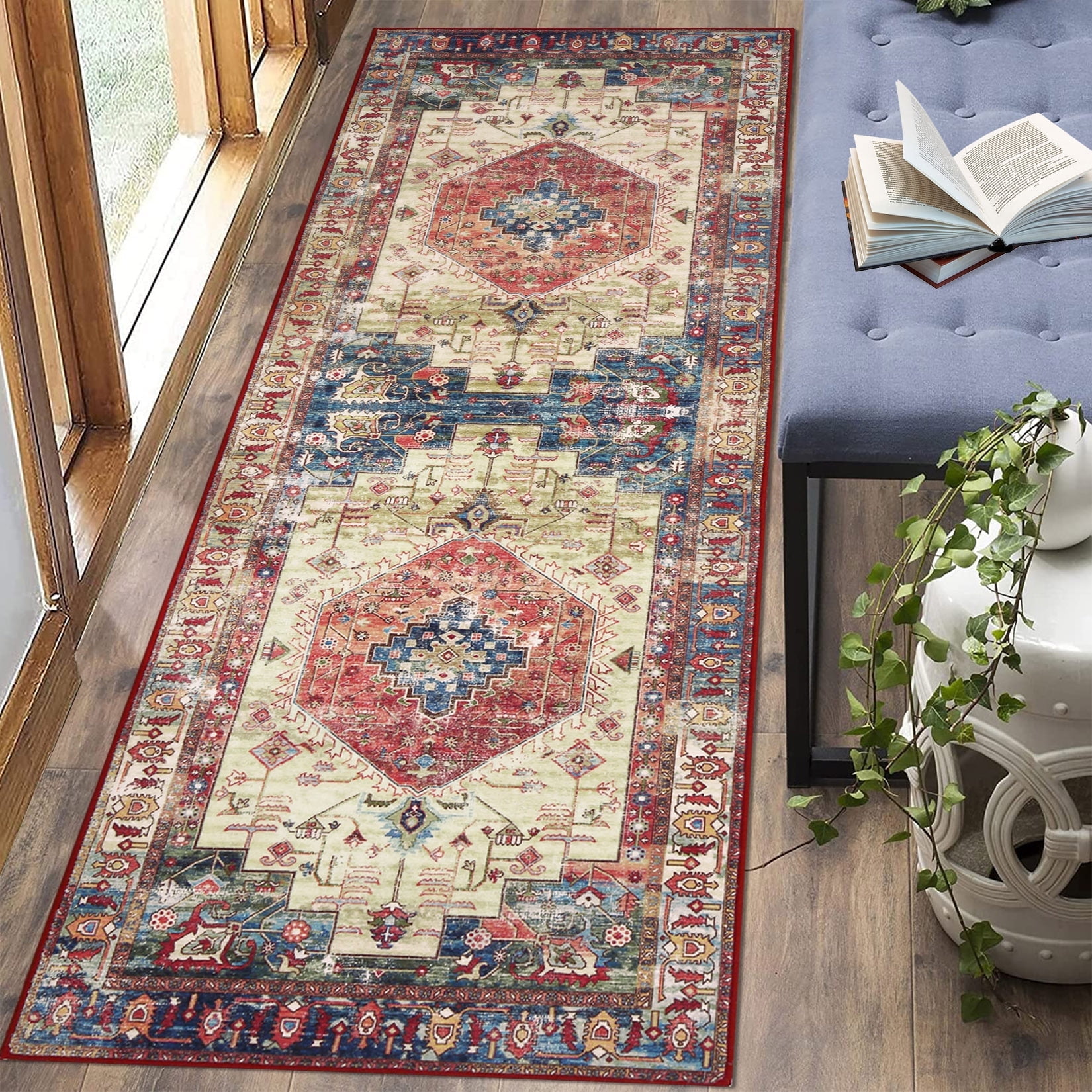 Garvee 2' x 6' Vintage Persian Runner Rug Medallion Print Hallway Rug ...