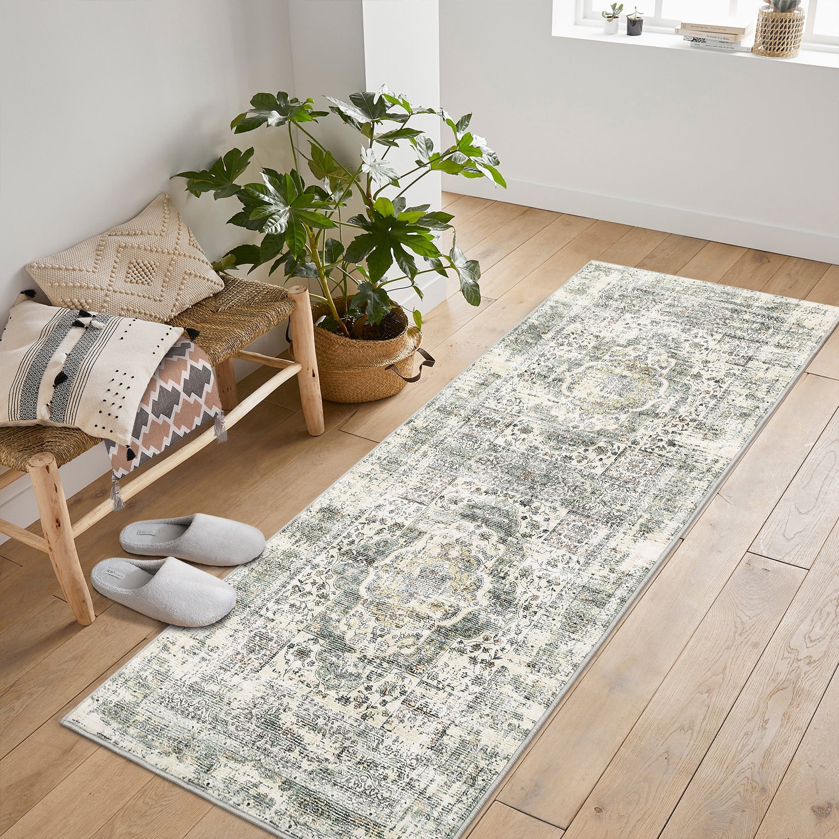 Garvee 2'x6' Kitchen Runner Rug Vintage Medallion Rug Non-Slip Bedroom ...