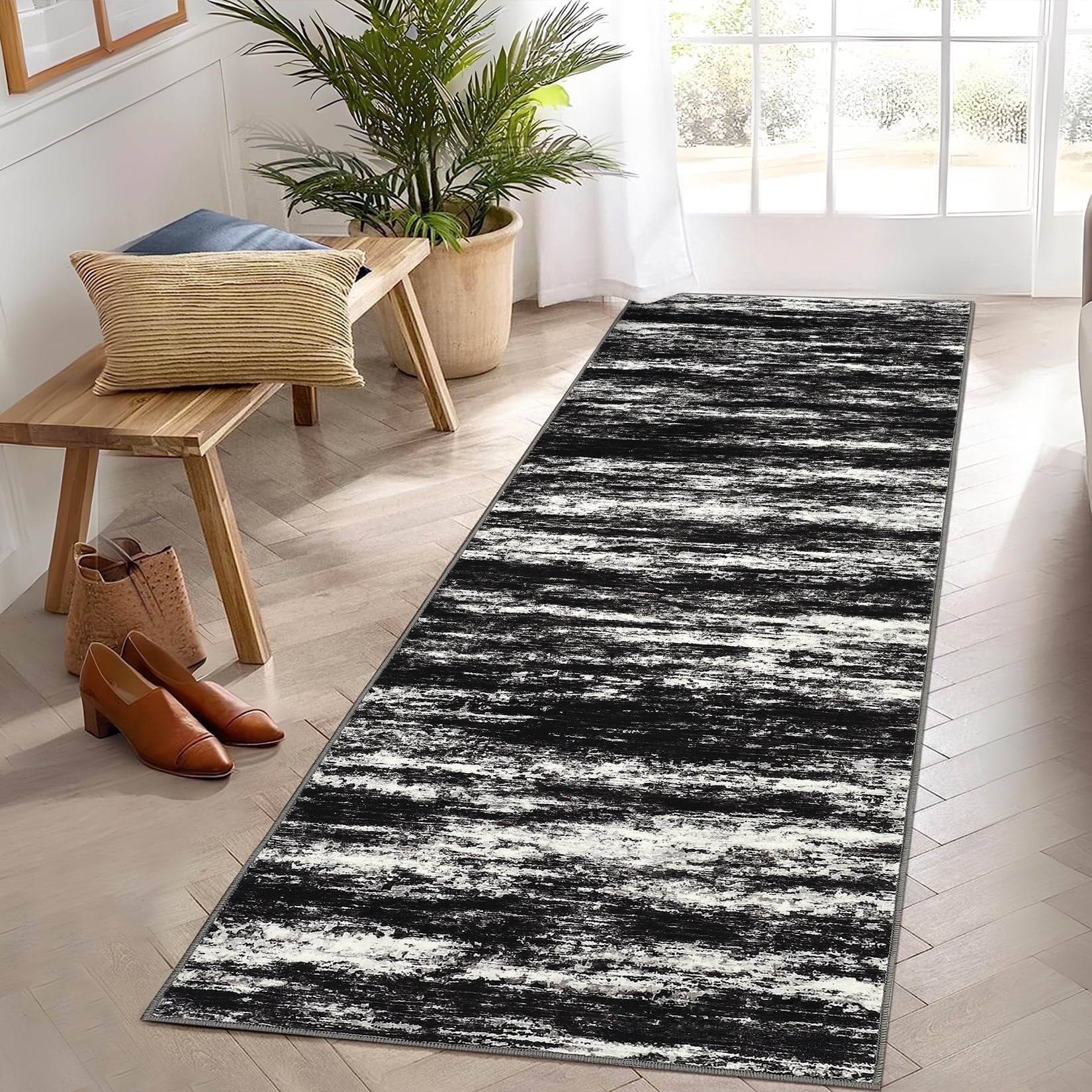 Garvee 2x6 Modern Abstract Runner Rug, Machine Washable Area Rug ...