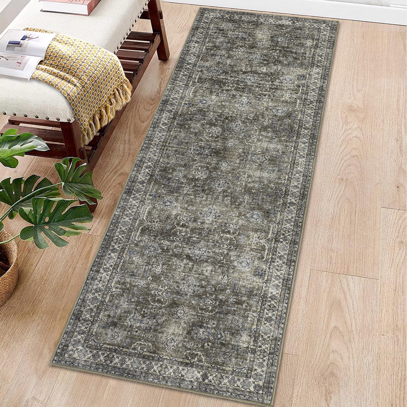 Garvee 2'x6' Runner Rug Floral Distressed Long Runners Vintage Oriental ...