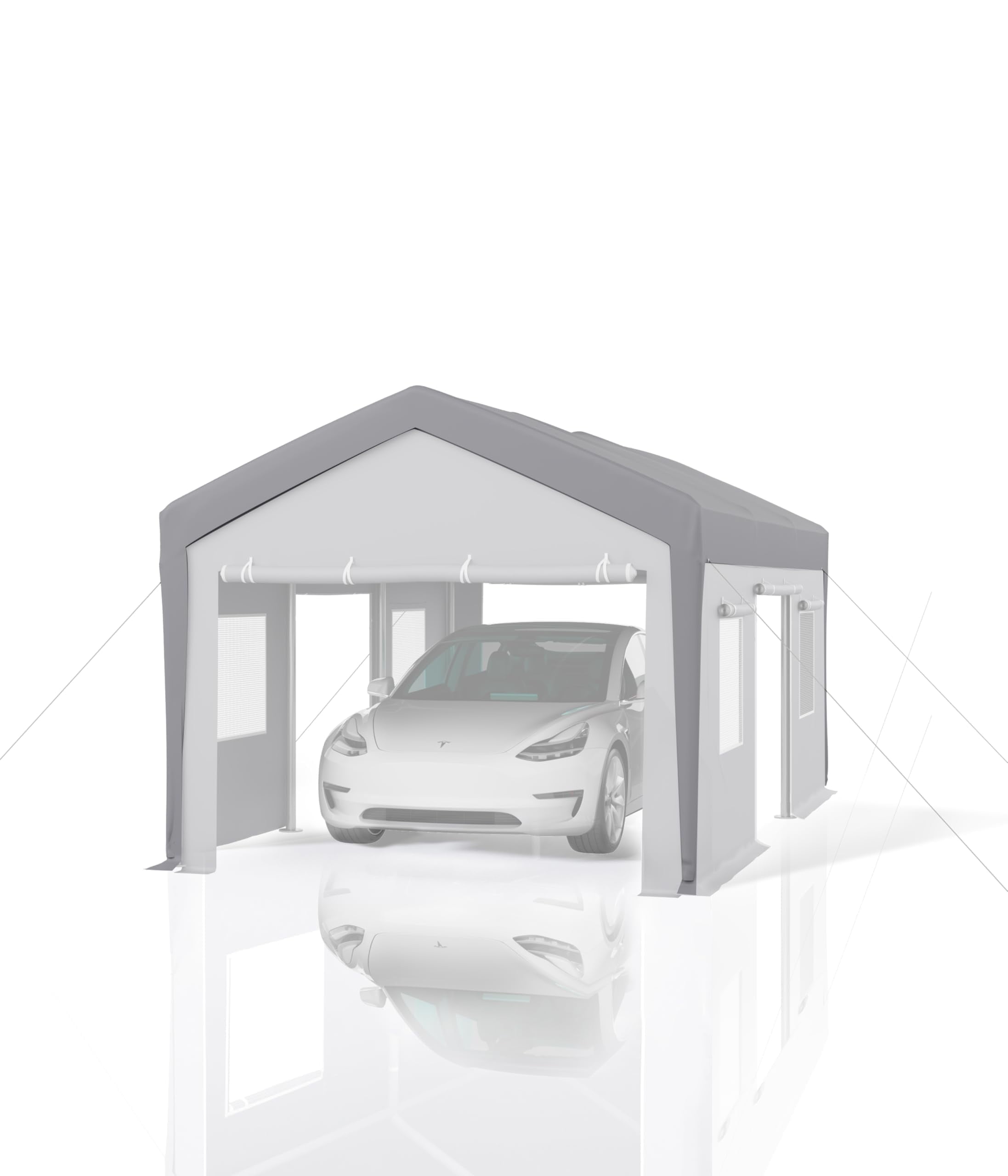 Garvee 20' x 13' x 11' Heavy-Duty Carport Top Replacement Cover, Grey ...