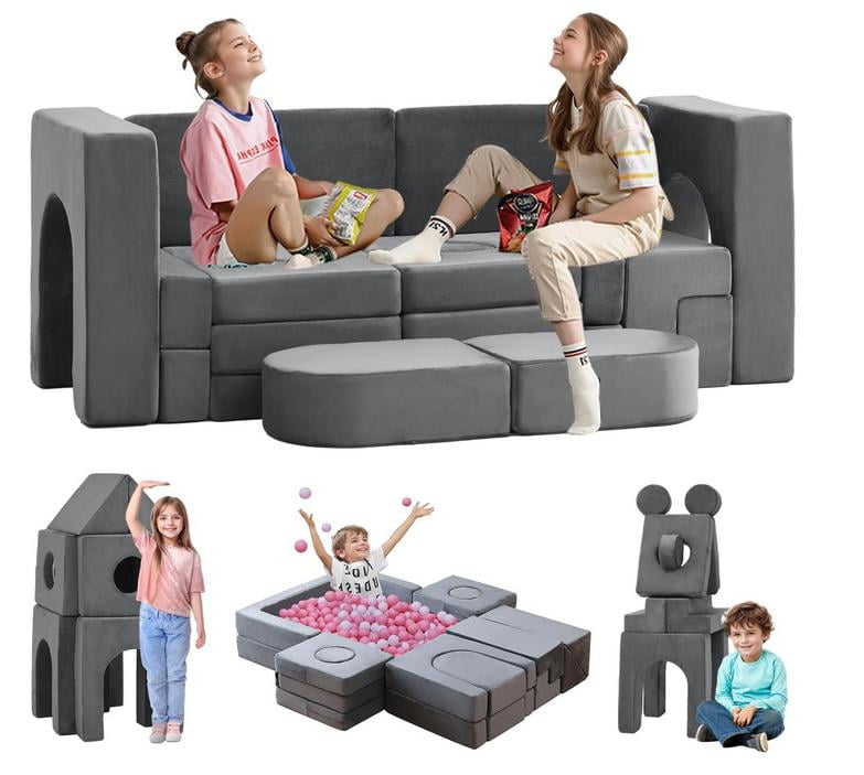 Garvee 22 Pcs Modular Kids Play Sofa, Toddler Couch for Building fort ...