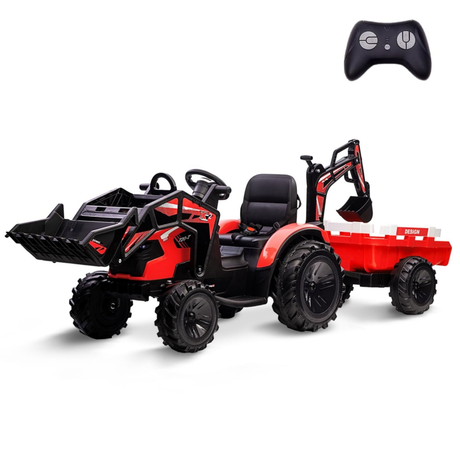 Garvee 24V 4 in 1 Kids Tractor, Excavator & Bulldozer, Ride-On Electric ...