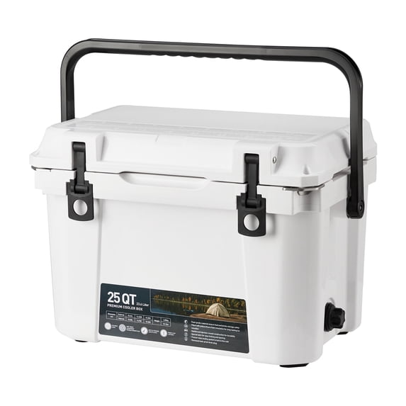 GARVEE, Ice Chest Cooler, 25 QT, Portable White with Heavy Duty Handle ...
