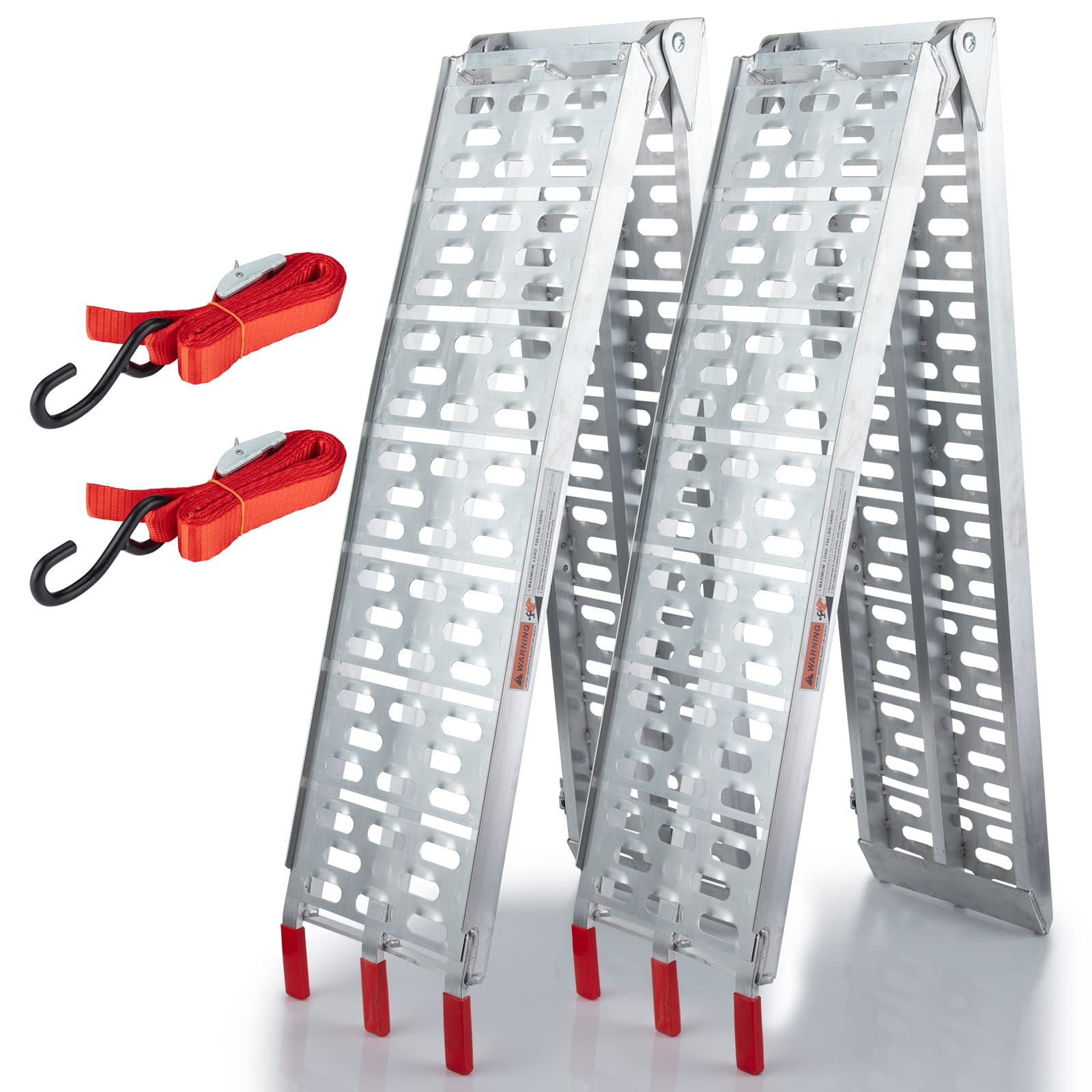 Garvee 2PCS Aluminum Loading Ramps 1500 lbs 90" x 12" Stair-style Truck ...