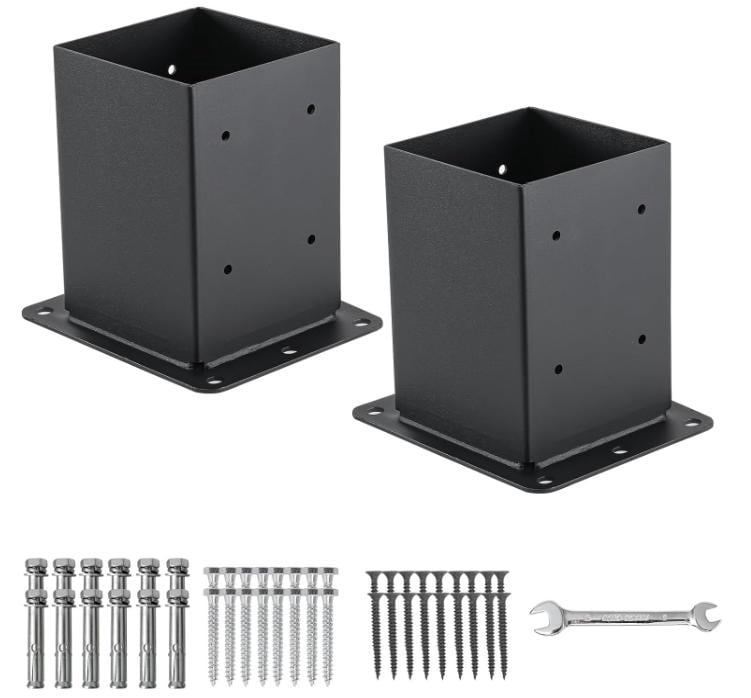 Garvee 2Pcs 4x4" Post Base, Heavy-Duty Post Bracket for Concrete & Wood ...