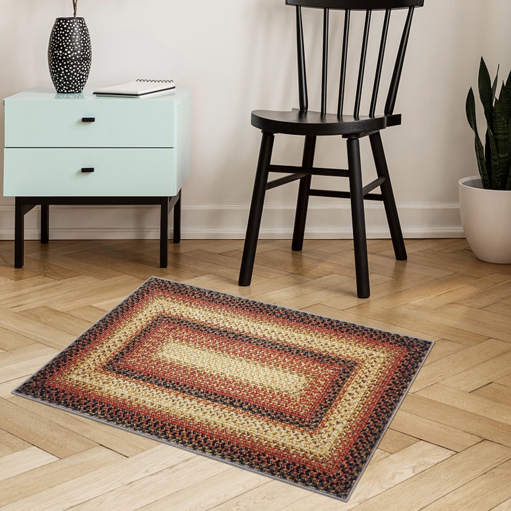 Garvee 2x4 Small Entryway Rug Braided Printed Doormat Washable Boho ...