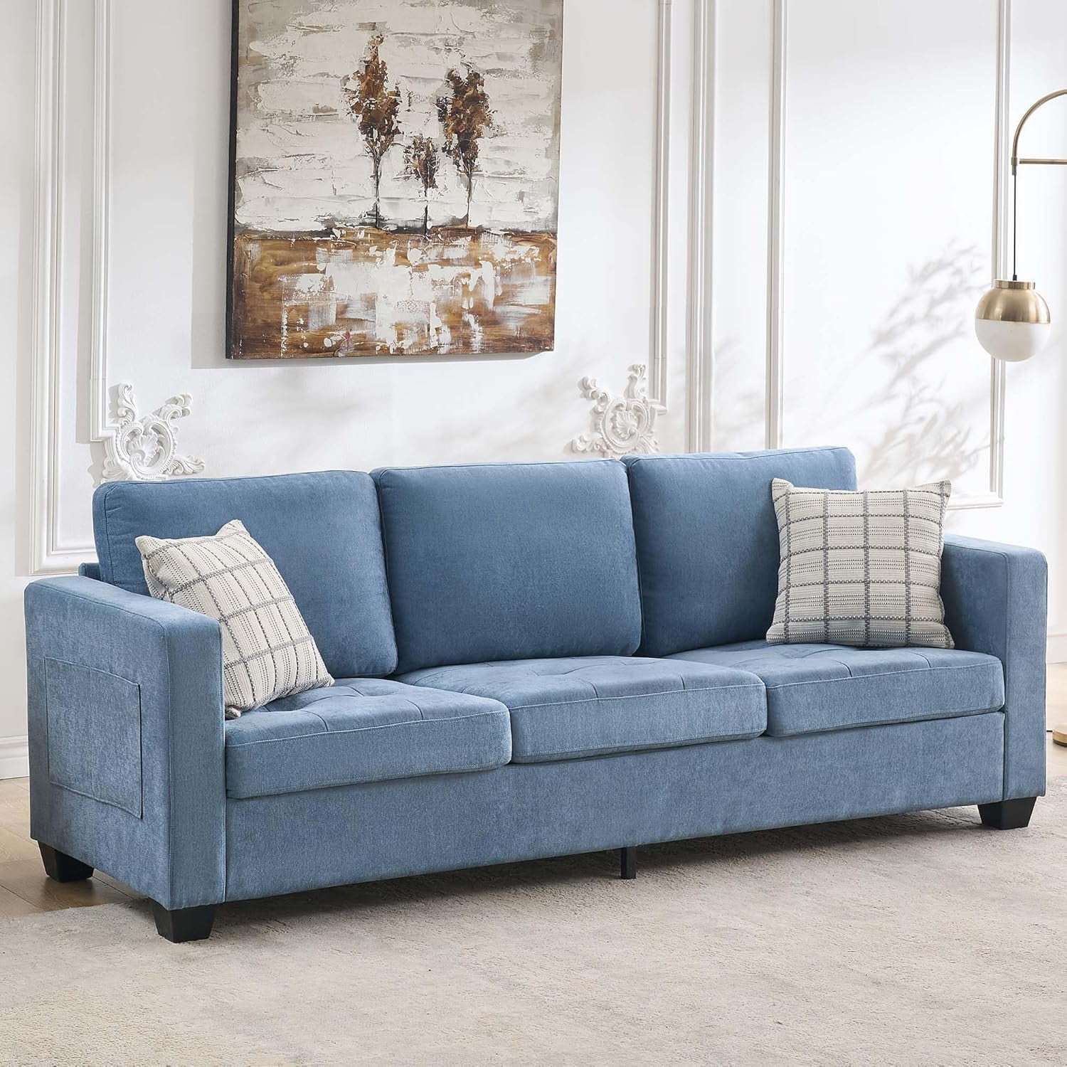 Garvee 3 Seat Sofa Couch, 89'' Chenille Fabric Upholstered Sofa with ...
