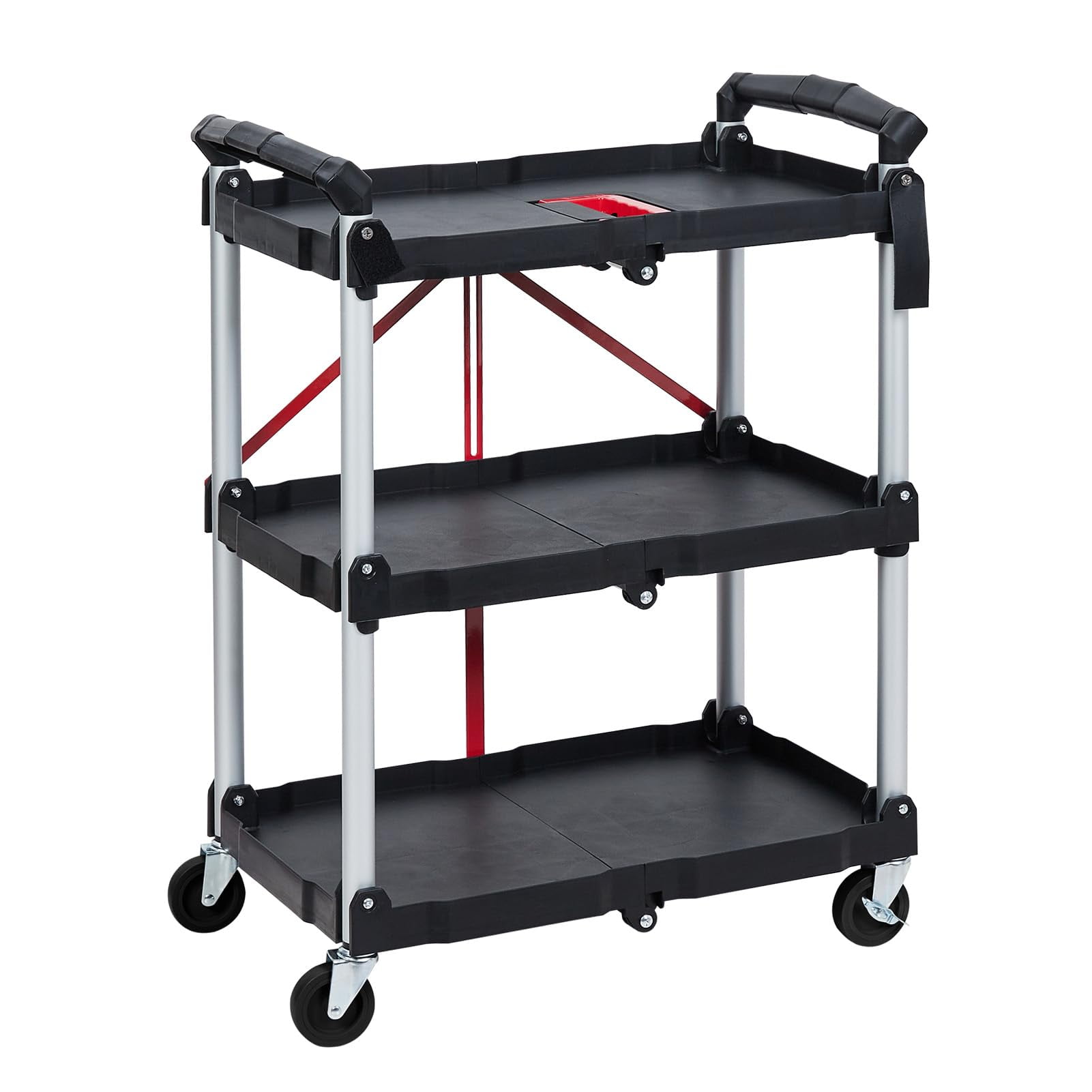 Garvee 3-Tier Folding Utility Cart, 165 Lbs Capacity Heavy Duty ...