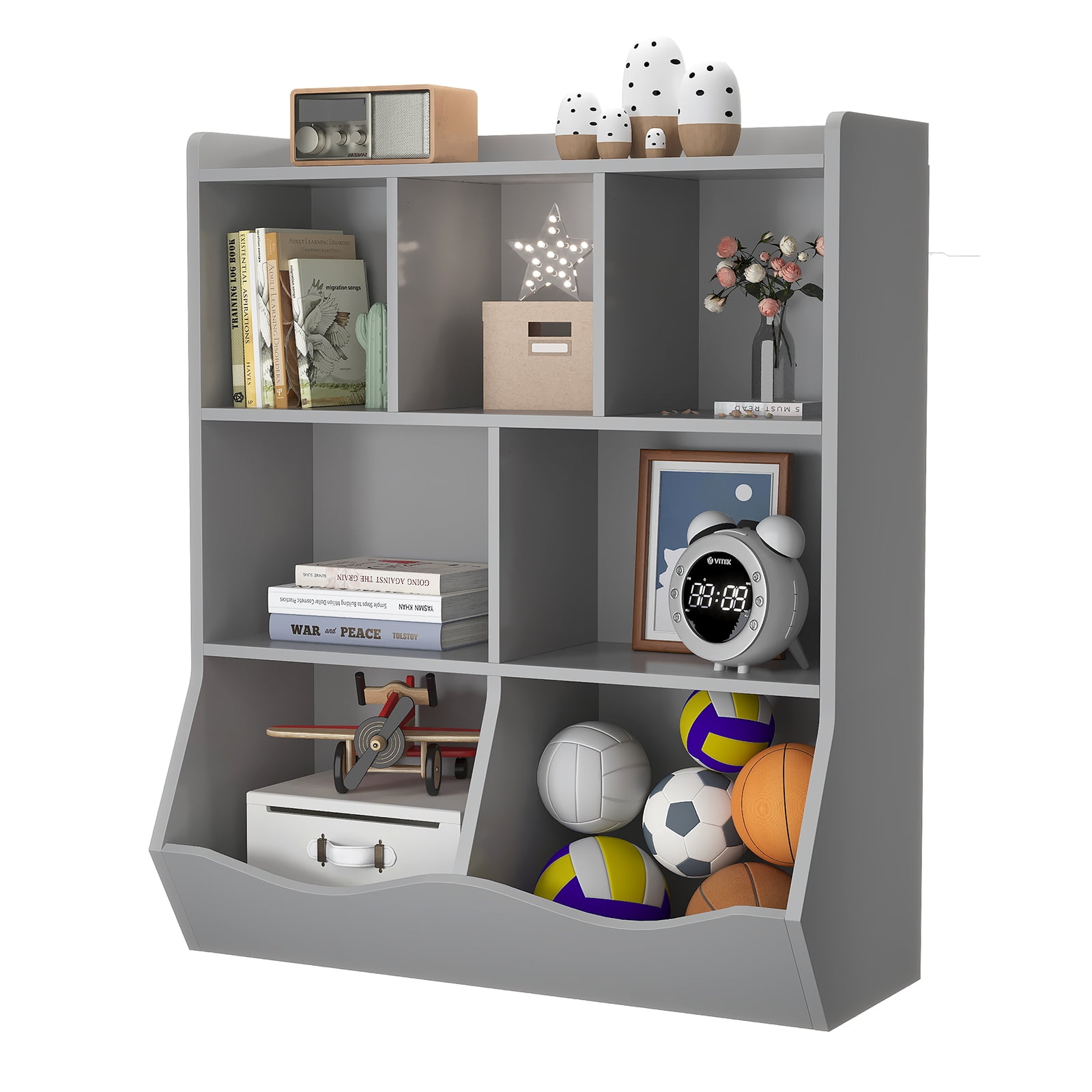 Garvee 3-Tier Storage Cabinet, Kids Bookcase with Cubby, 36" x 15.4" x ...