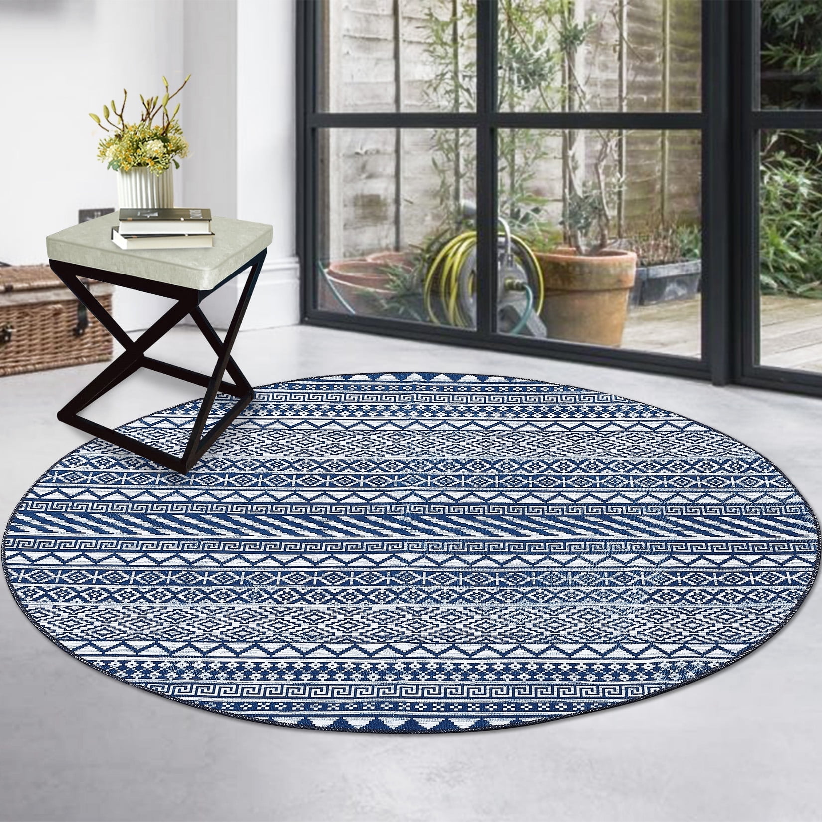 Garvee 3' x 3' Geometric Boho Round Rug Vintage Moroccan Area Rug ...