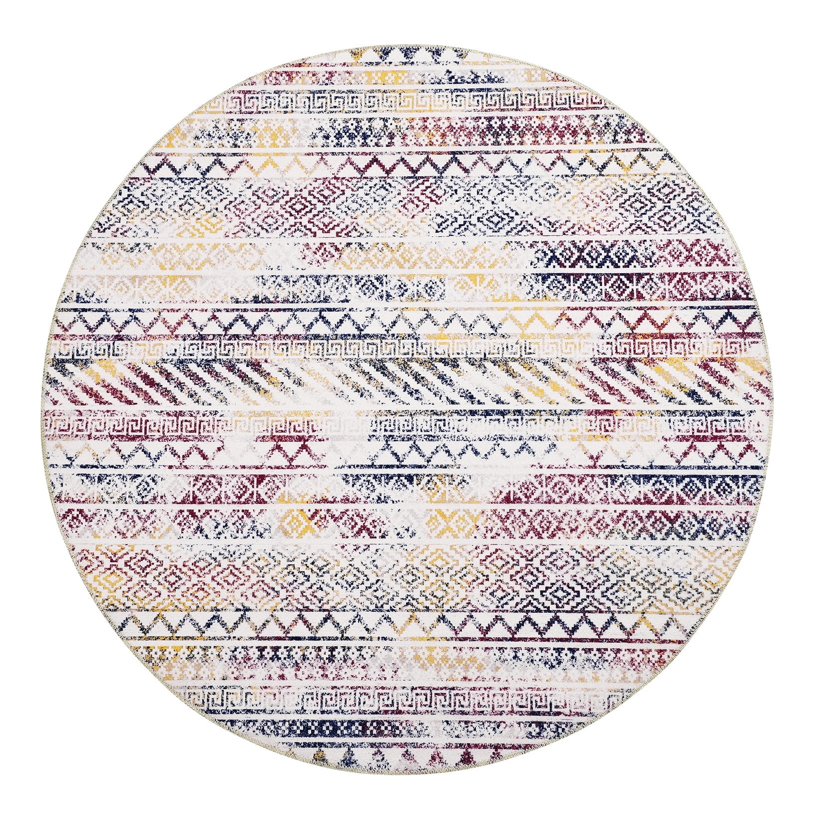 Garvee 3'x3' Geometric Boho Round Rug Vintage Moroccan Area Rug Machine ...