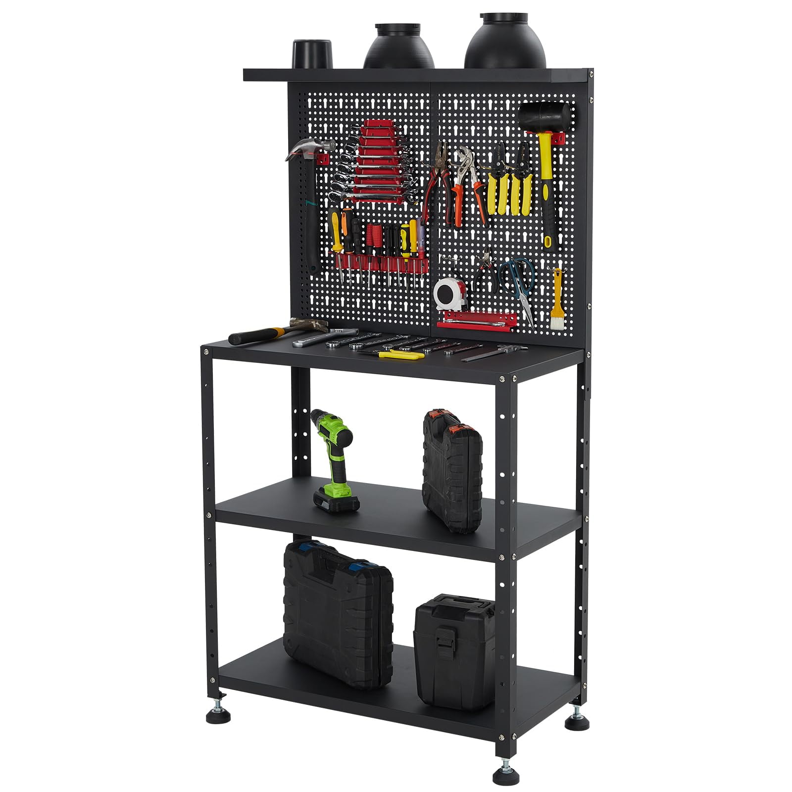 Garvee 32" Workbench with Pegboard,Heavy-Duty Steel Workbench Organizer ...