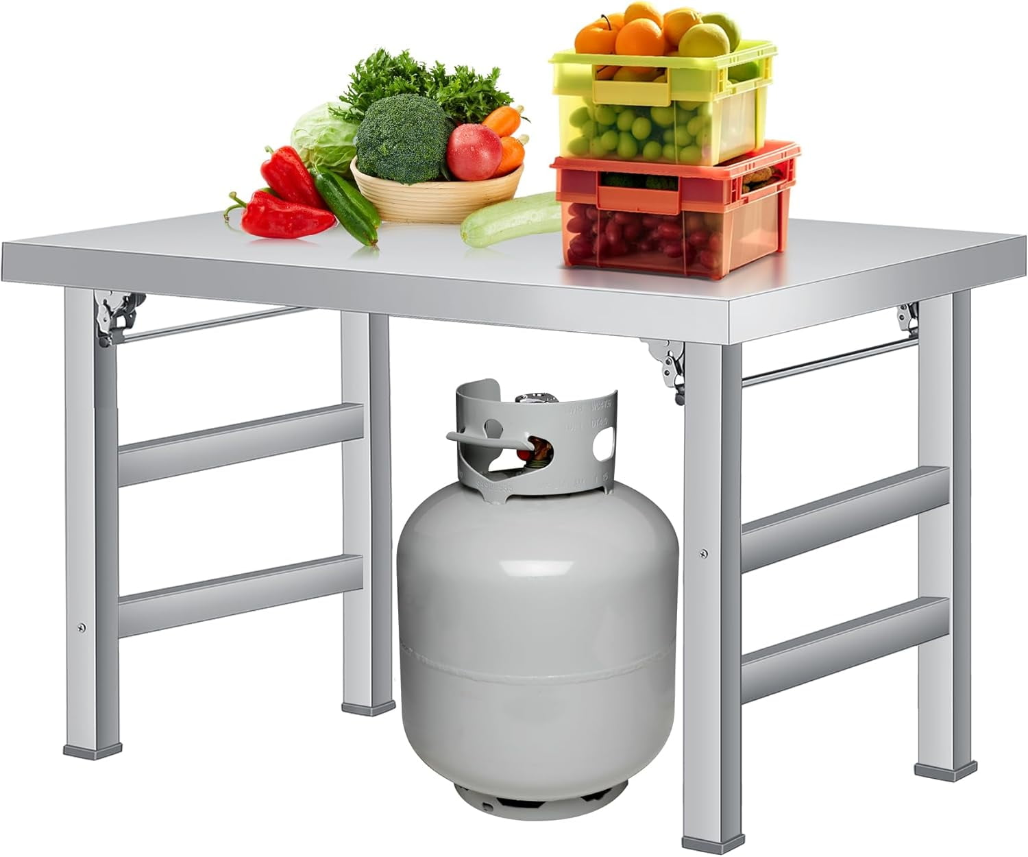 Garvee 36" Folding Stainless Steel Table – 520 lbs Capacity, Single ...