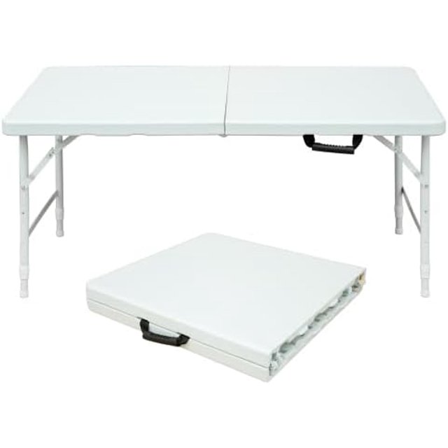Garvee 4' Folding Table, Adjustable Height Plastic Table, Lightweight ...