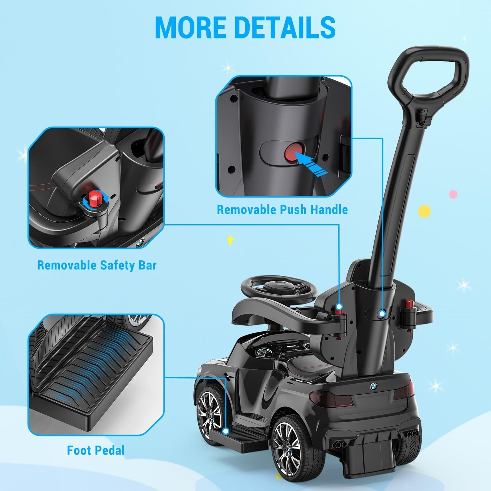 Garvee 4-in-1 Ride On Cars, Push Cars for Toddlers 1-3 Black - Walmart.com