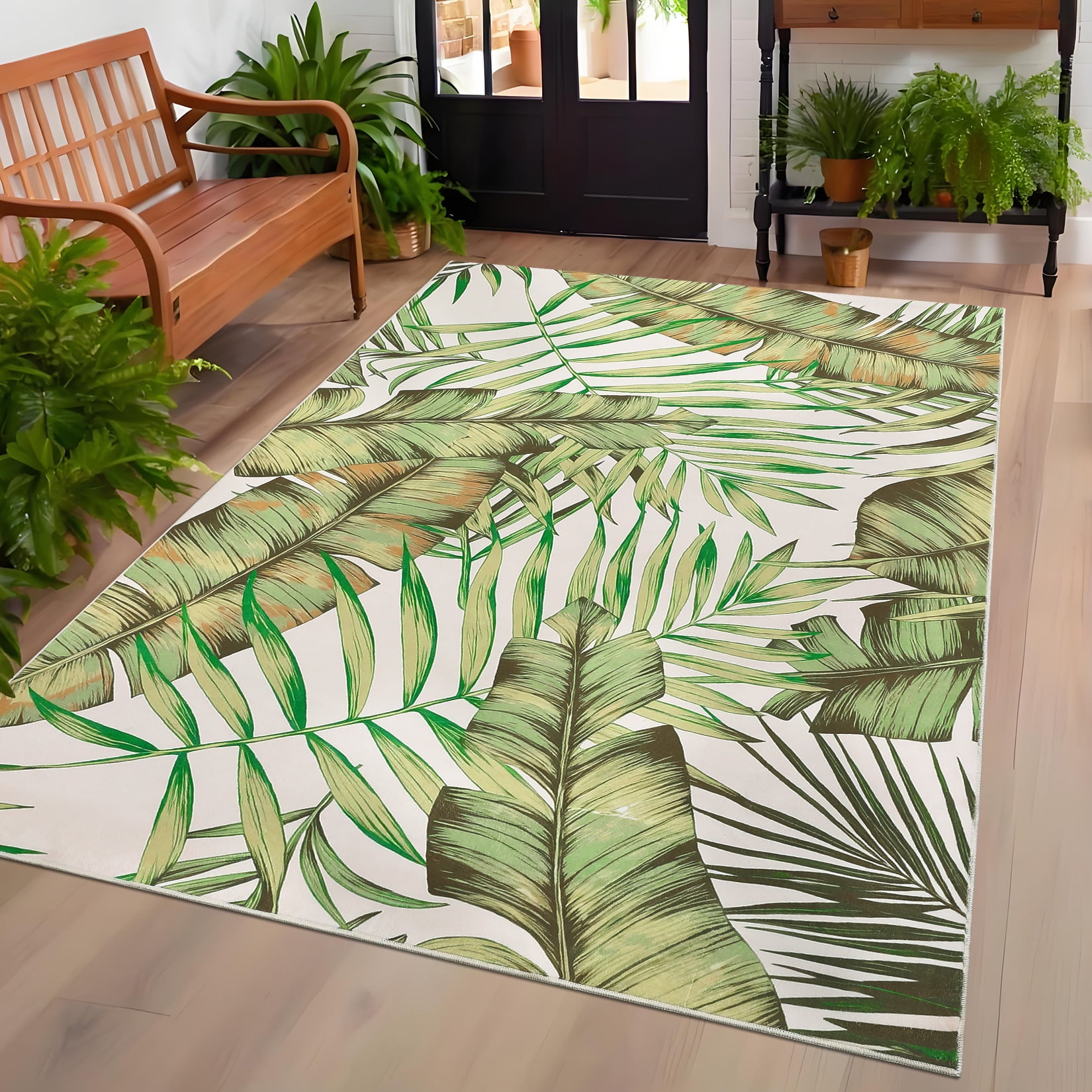 Garvee 4'x6' Area Rug Modern Tropical Palm Leaf Area Rug Soft Low Pile ...