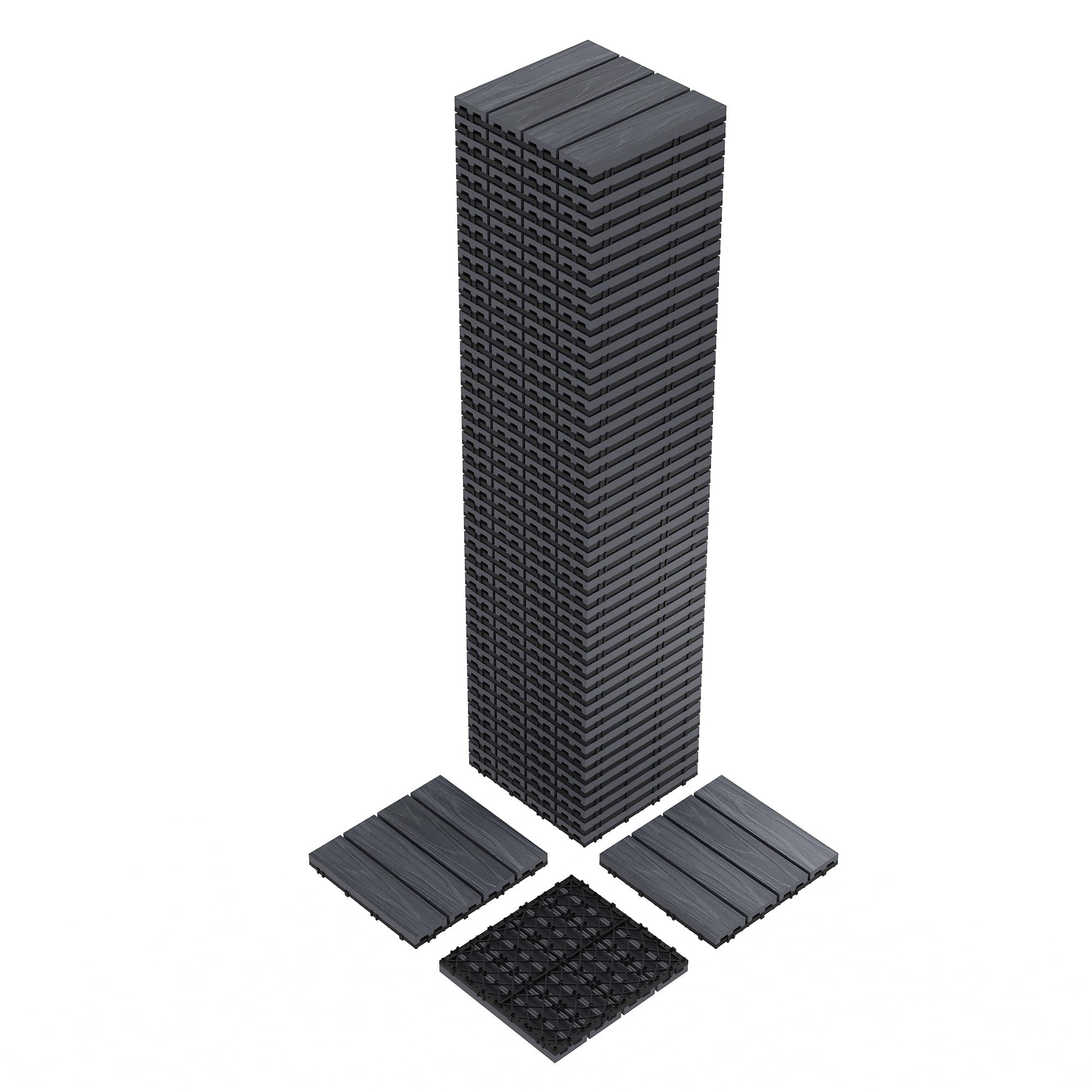 Garvee 48-Pack 12"x12" Interlocking Deck Tiles | 48 Sq. Ft All-Weather ...