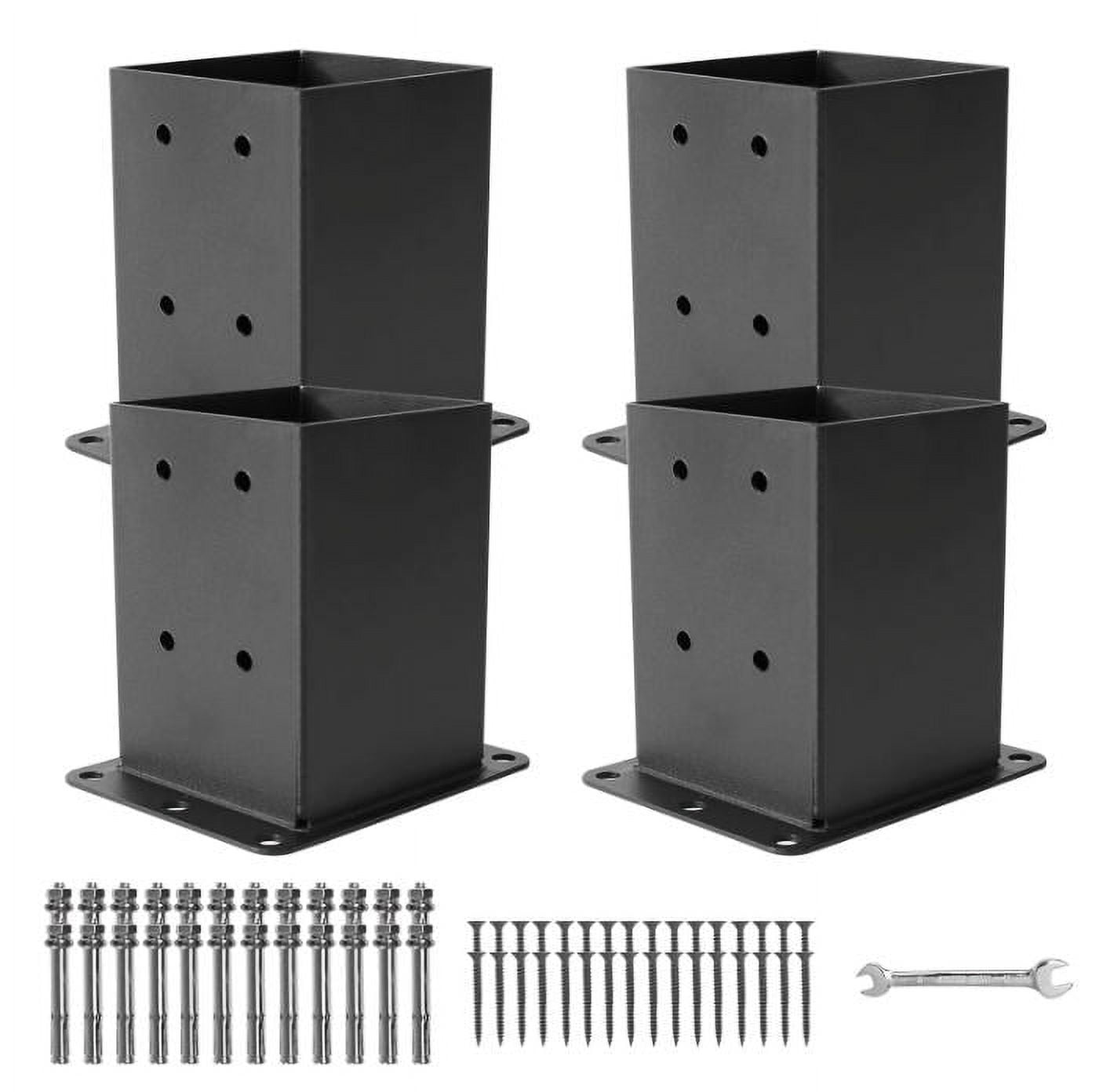 Garvee 4Pcs 4x4" Post Base, Heavy-Duty Post Bracket for Concrete & Wood ...