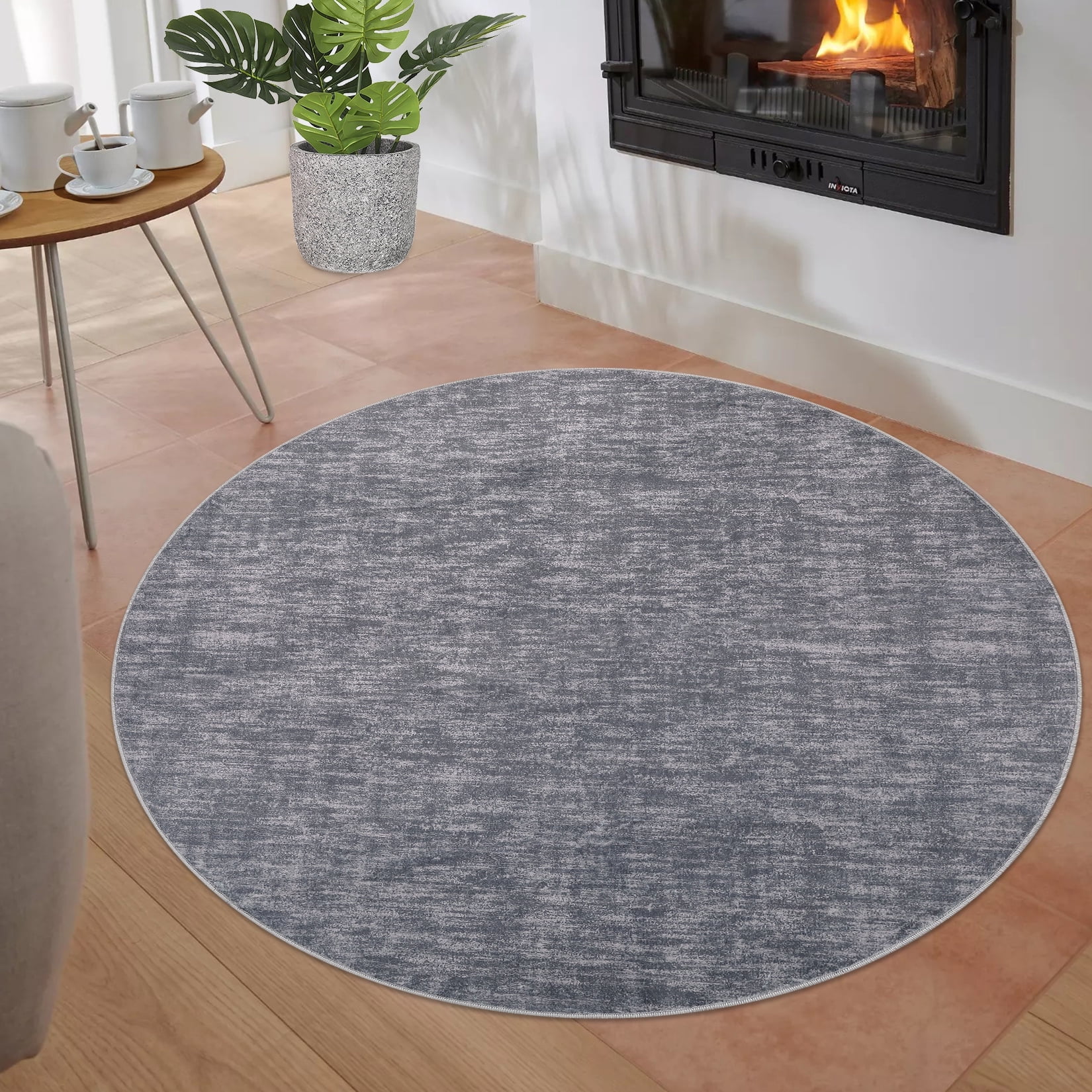 Garvee 4x4 feet Round Rug Modern Solid Area Rug Indoor Non-Slip Low ...