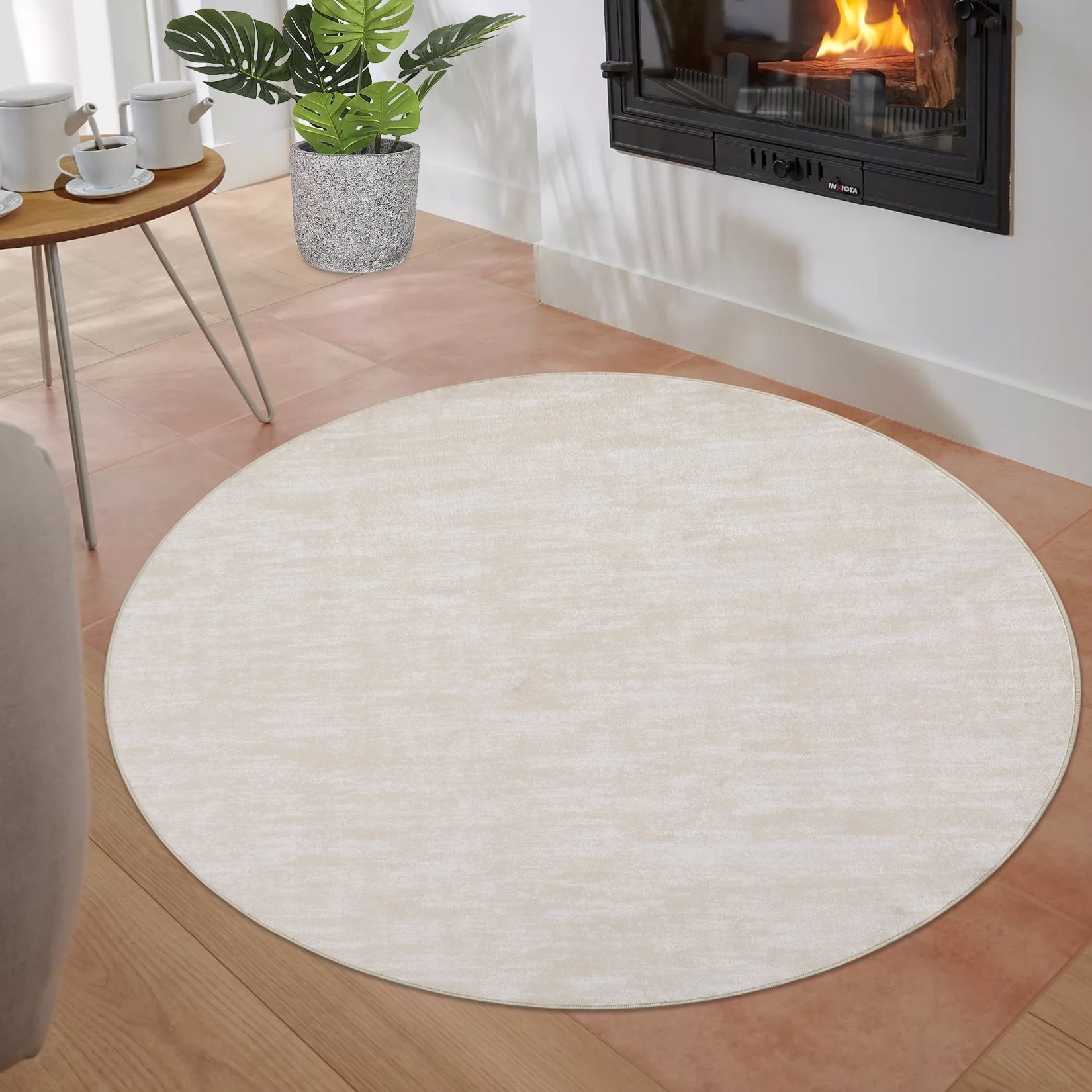 Garvee 4x4 feet Round Rug Modern Solid Area Rug Indoor Non-Slip Low ...