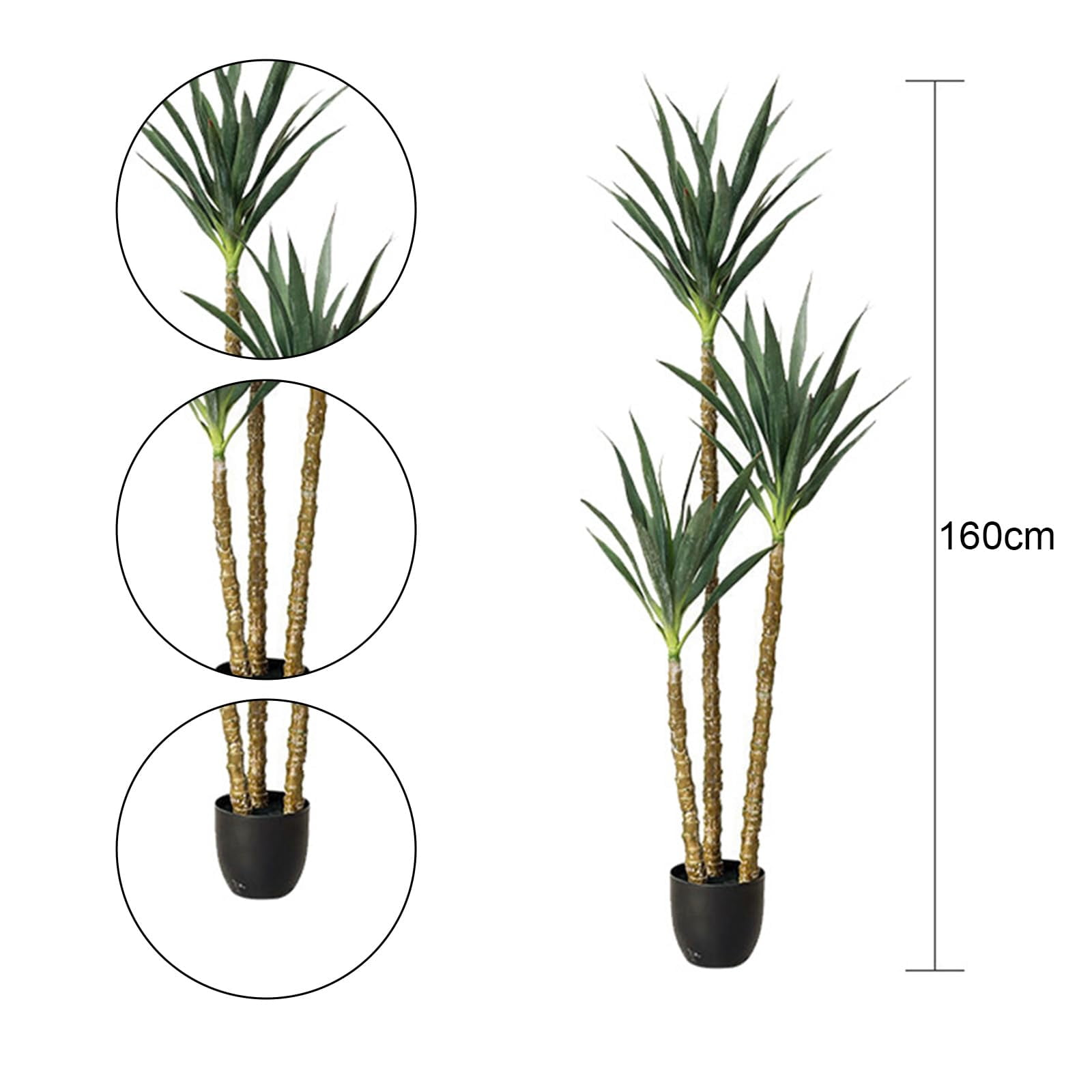 Garvee 5.3ft Artificial Yucca Tree, Realistic Fake Agave Plant with 3 ...