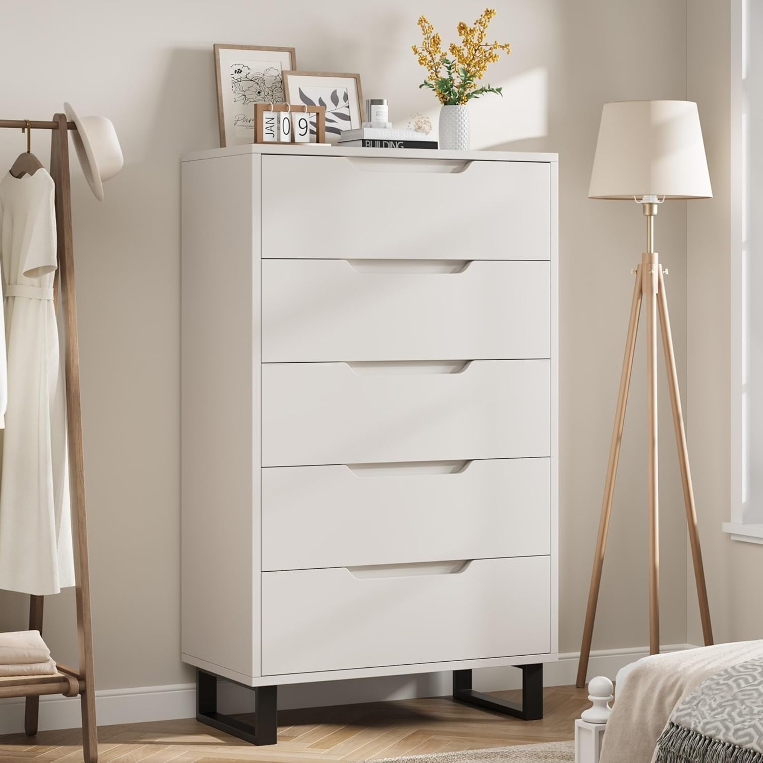 Garvee 5 Dresser for Bedroom, 50" Tall Dresser, Freestanding Vertical ...