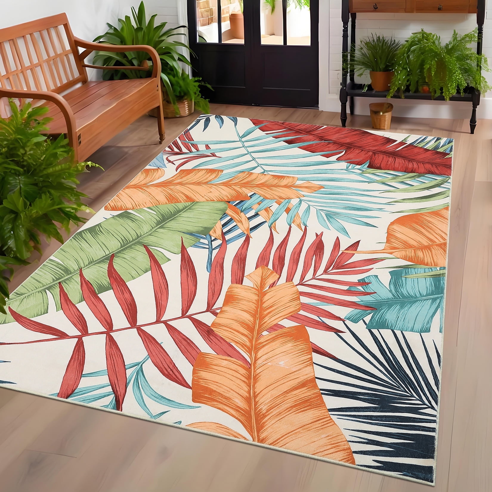 Garvee 5'x7' Area Rug Modern Tropical Palm Leaf Area Rug Soft Low Pile ...