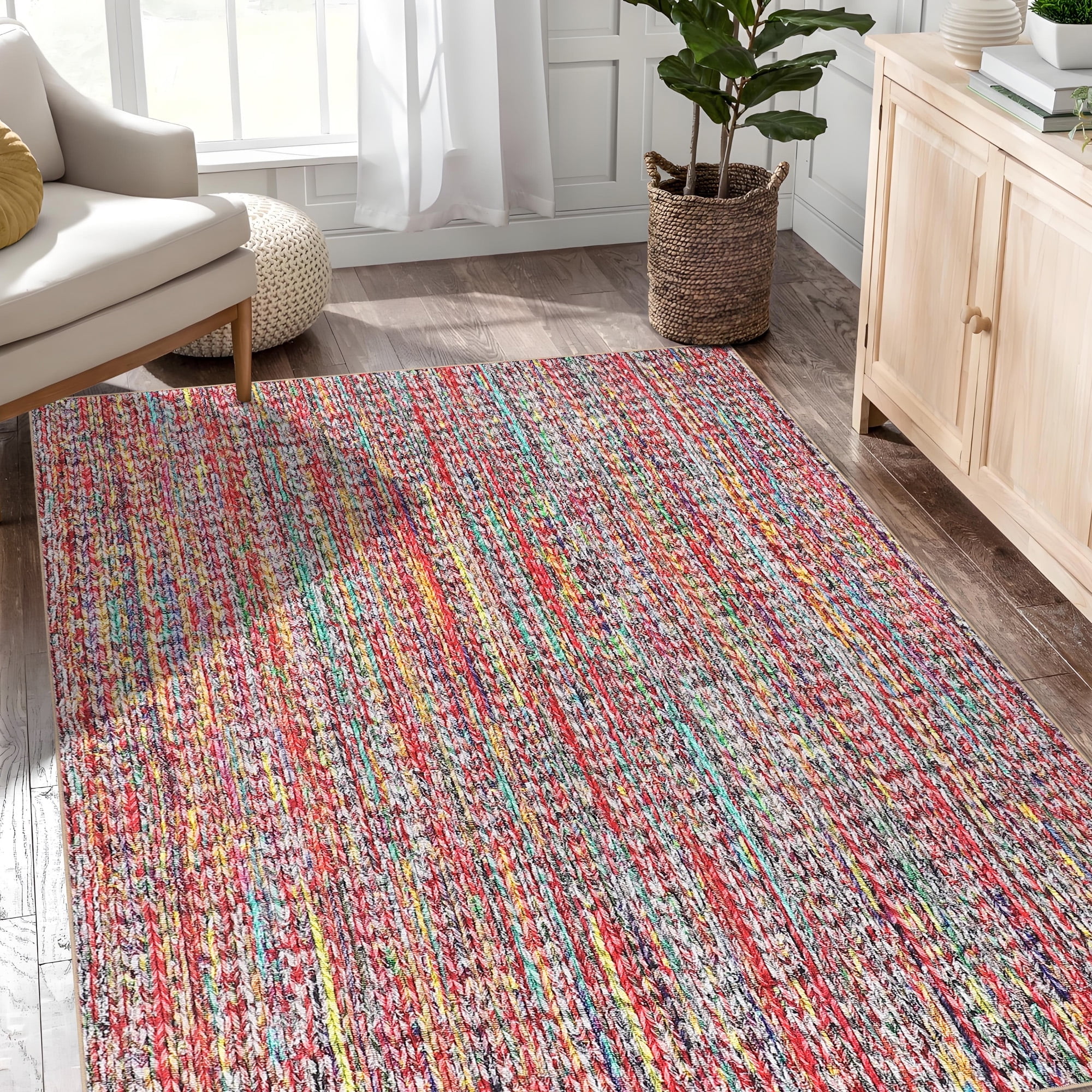 Garvee 5'x7' Braided Print Area Rug Modern Low Pile Non Slip Area Rug ...