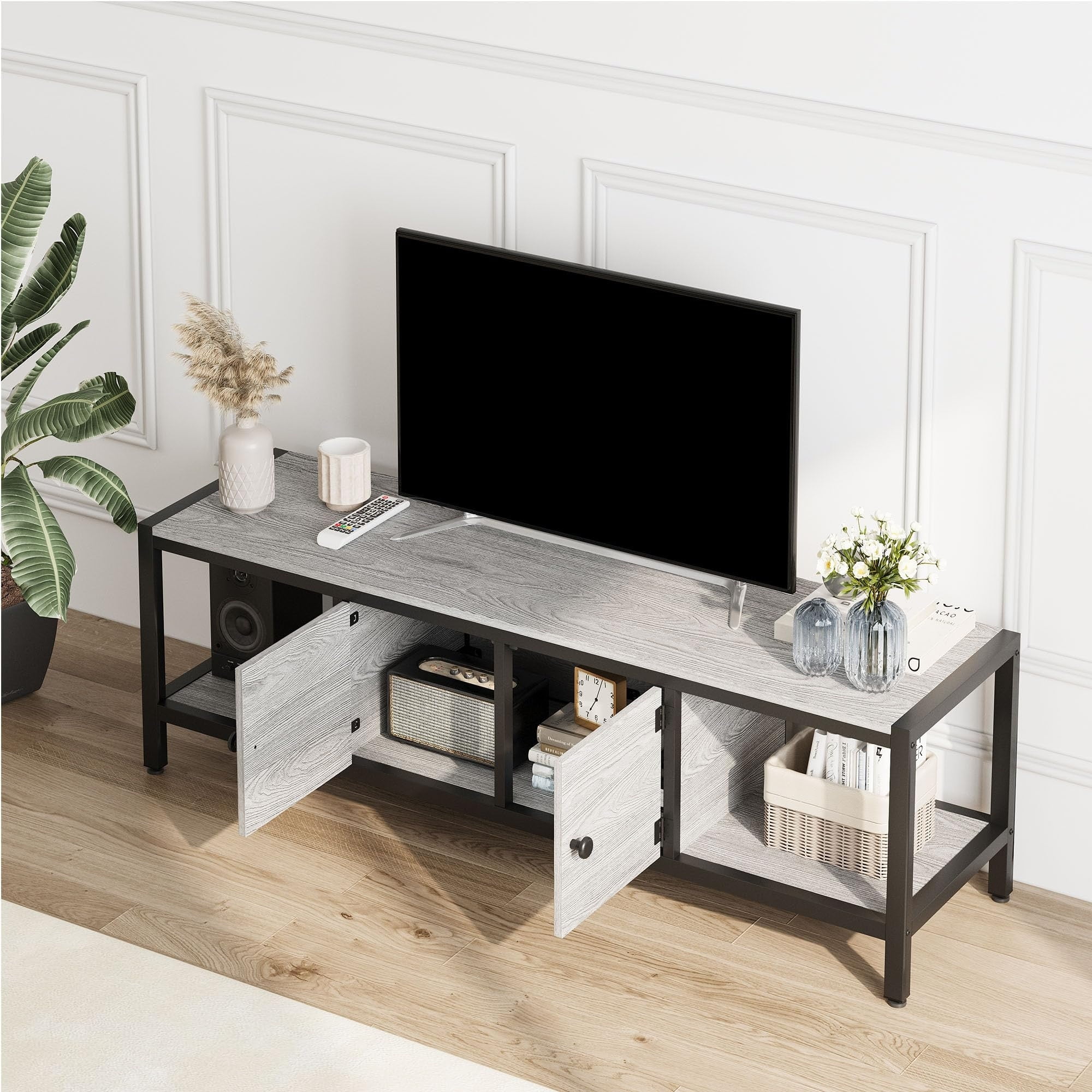 Garvee 58 Inch TV Stand with Storage,TV Entertainment Center Up to 75 ...