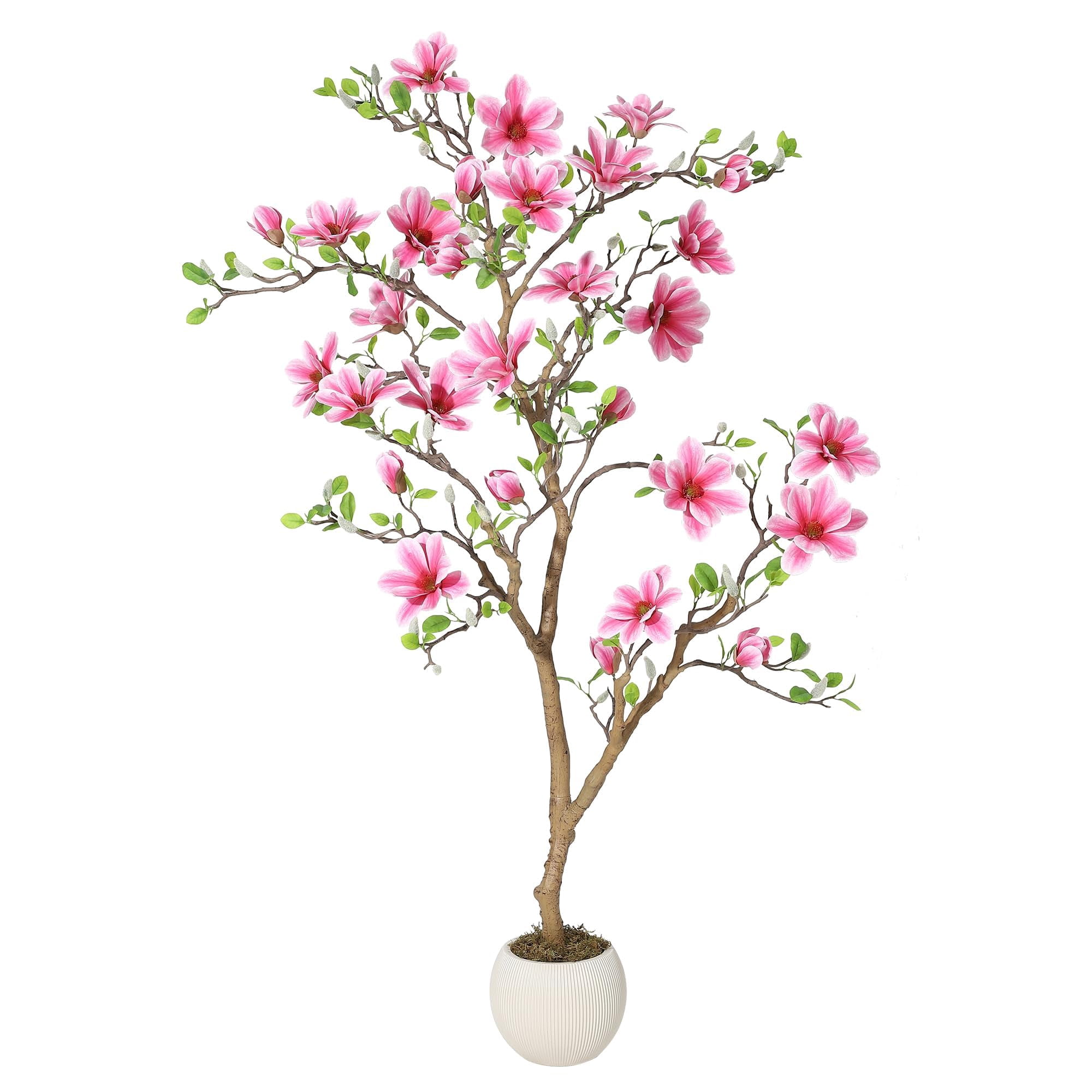Garvee 5Ft Artificial Magnolia Tree with Pink Flowers, Realistic Fake ...