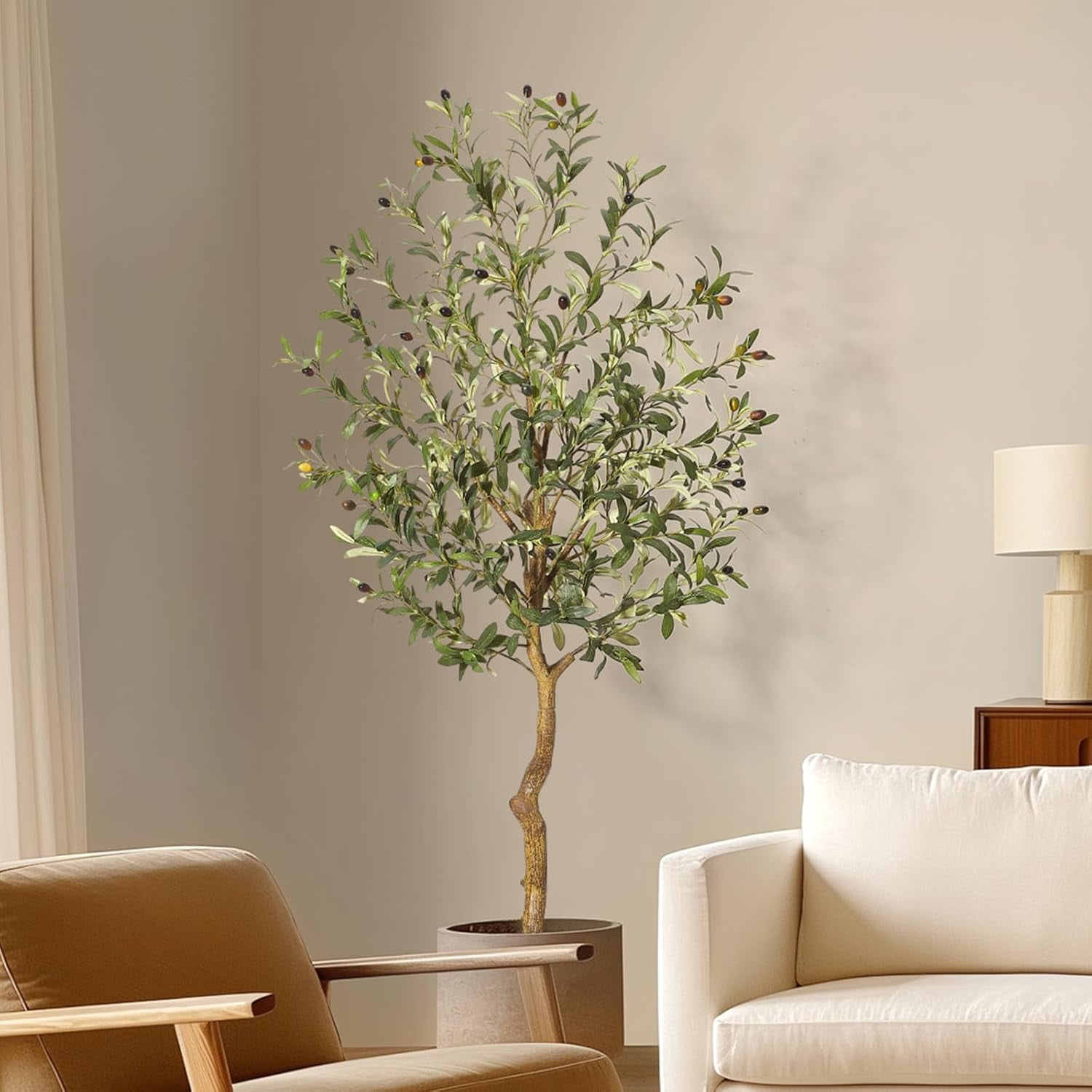 Garvee 5ft Faux Olive Tree Artificial Indoor, Fake Olive Tree with ...