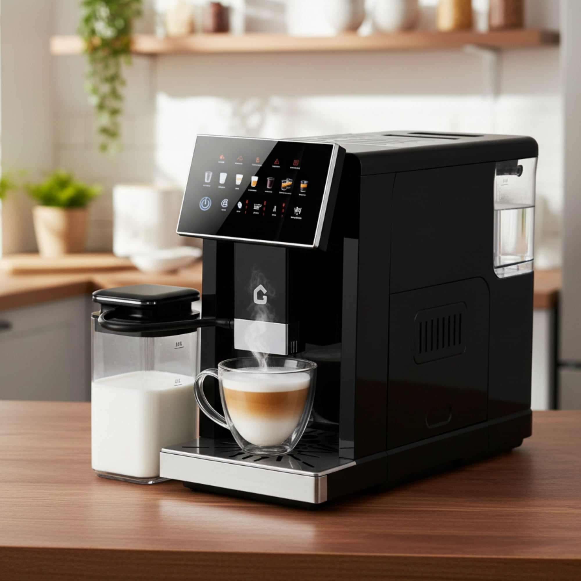 Garvee 6-IN-1 Automatic Coffee Maker with Grinder, Slim Espresso Maker ...