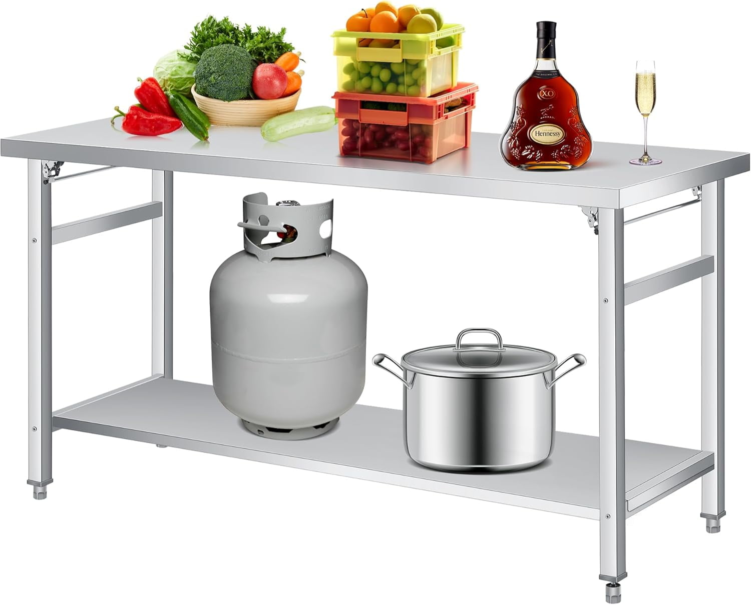 Garvee 60" Folding Stainless Steel Table – 920 lbs Capacity ...
