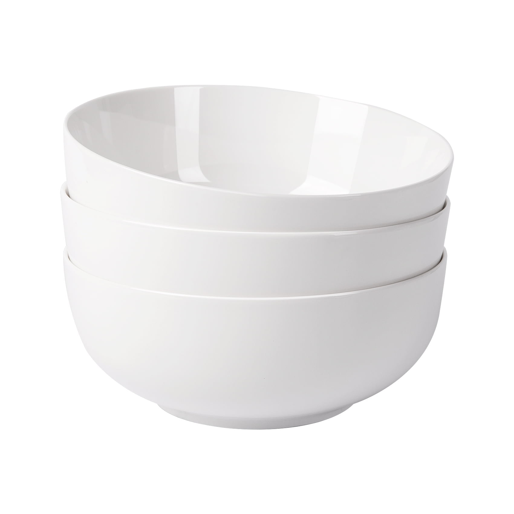 WhizMax 60oz Porcelain Bowls Set, 3 Pack, White Ceramic, Oven ...