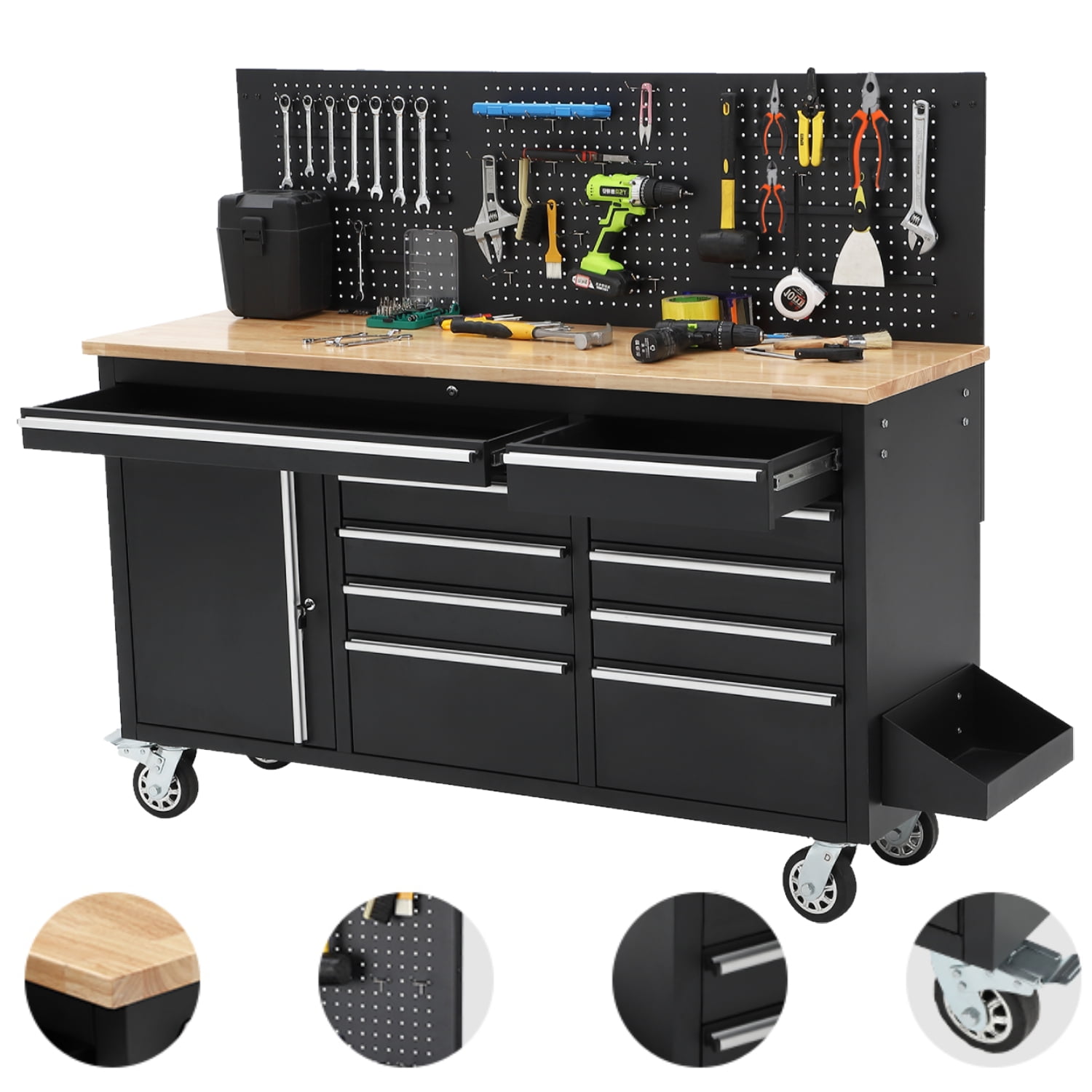 Garvee 61" Work Benches for Garage, Heavy Duty Work Table with 10 ...