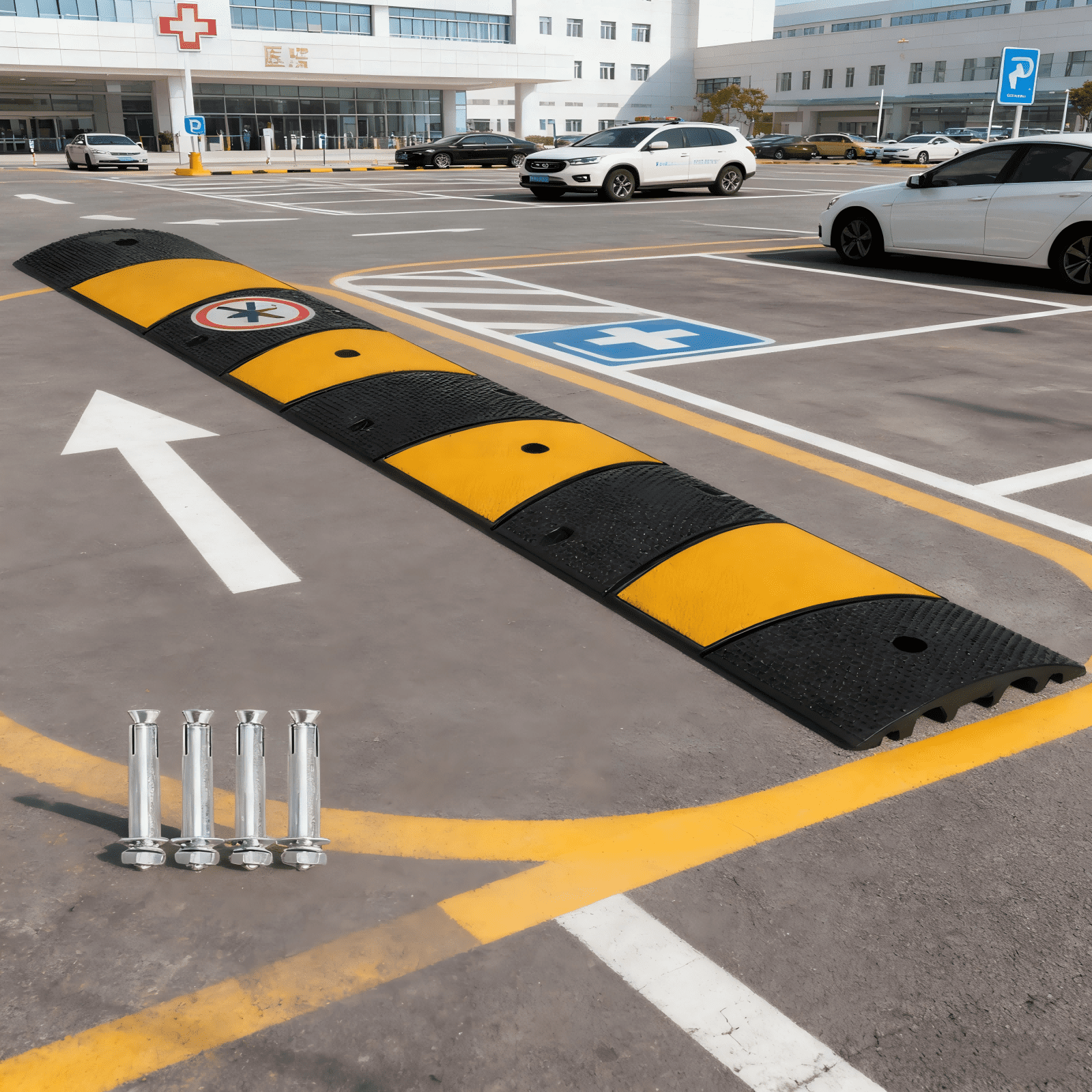 Garvee 6FT Rubber Speed Bump, 25,000 lb Load, 2-Channel Cable Protector ...