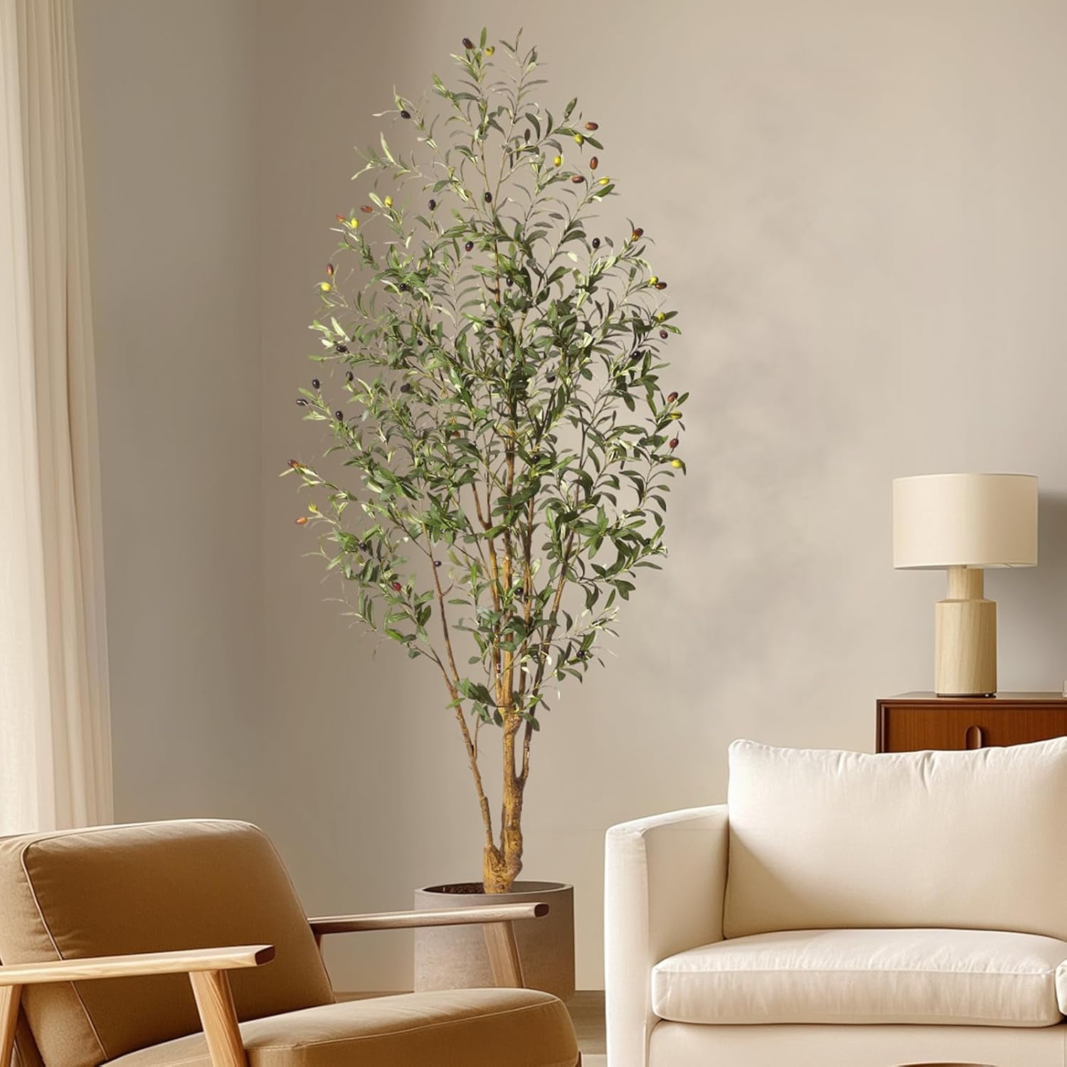 Garvee 6ft Faux Olive Tree Artificial Indoor, Fake Olive Tree with ...