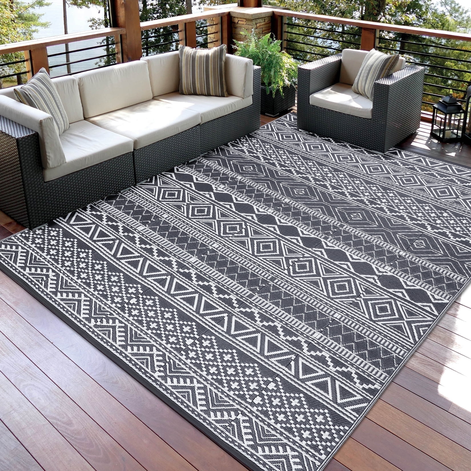 Garvee 6'x9' Plastic Outdoor Rugs, Bohemia Waterproof Straw Rug ...