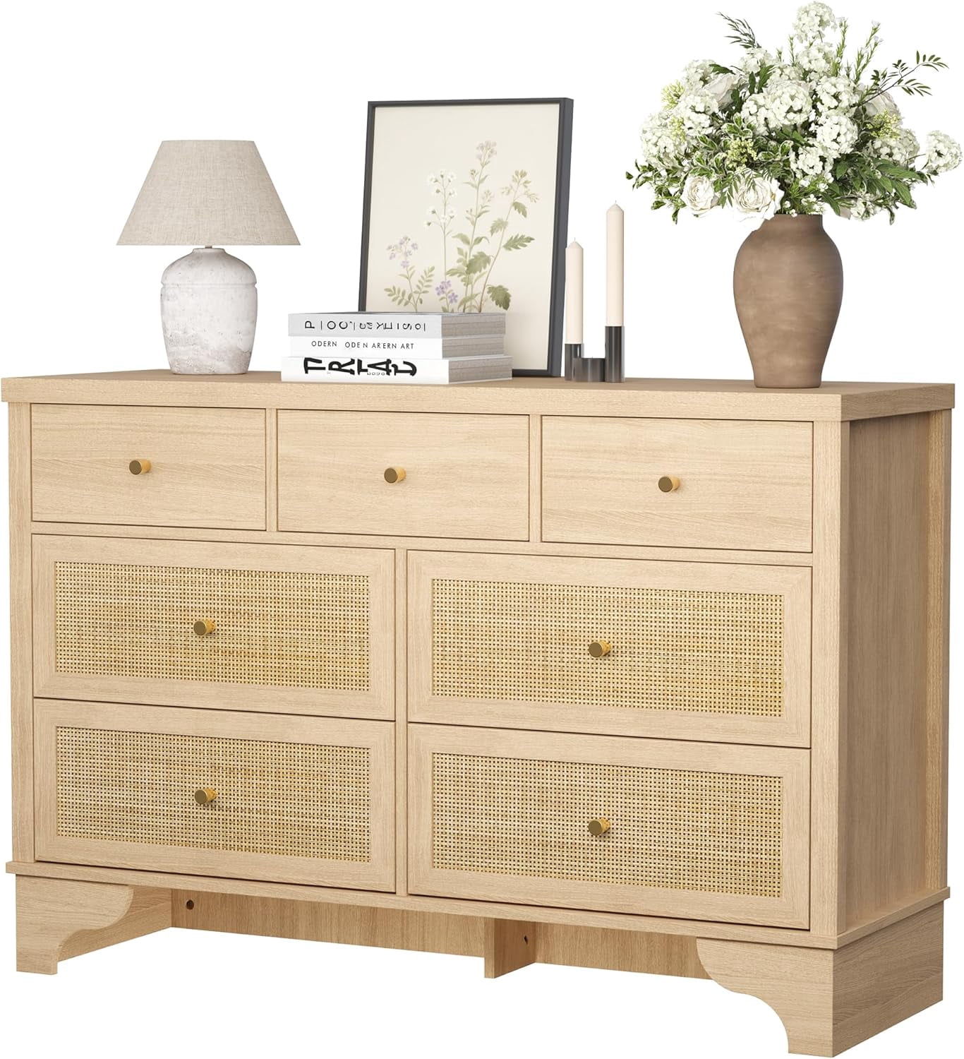 Garvee 7 Drawer Dresser for Bedroom, 47.3'' Wide Wood Chest of Drawers ...