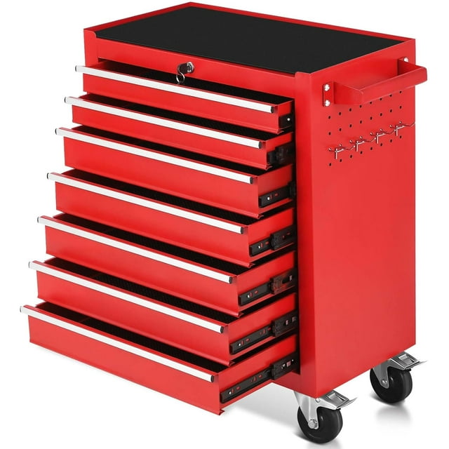 Garvee 7-Drawer Tool Chest, 2 in 1 Alloy Steel Rolling Tool Box & Cabinet On Wheels, Tool ...