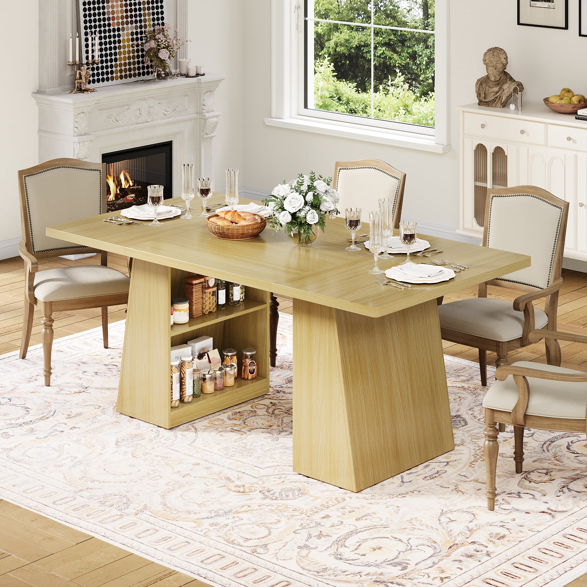 Garvee 71" Modern Dining Table for 4-8 People, Rectangular Wooden ...