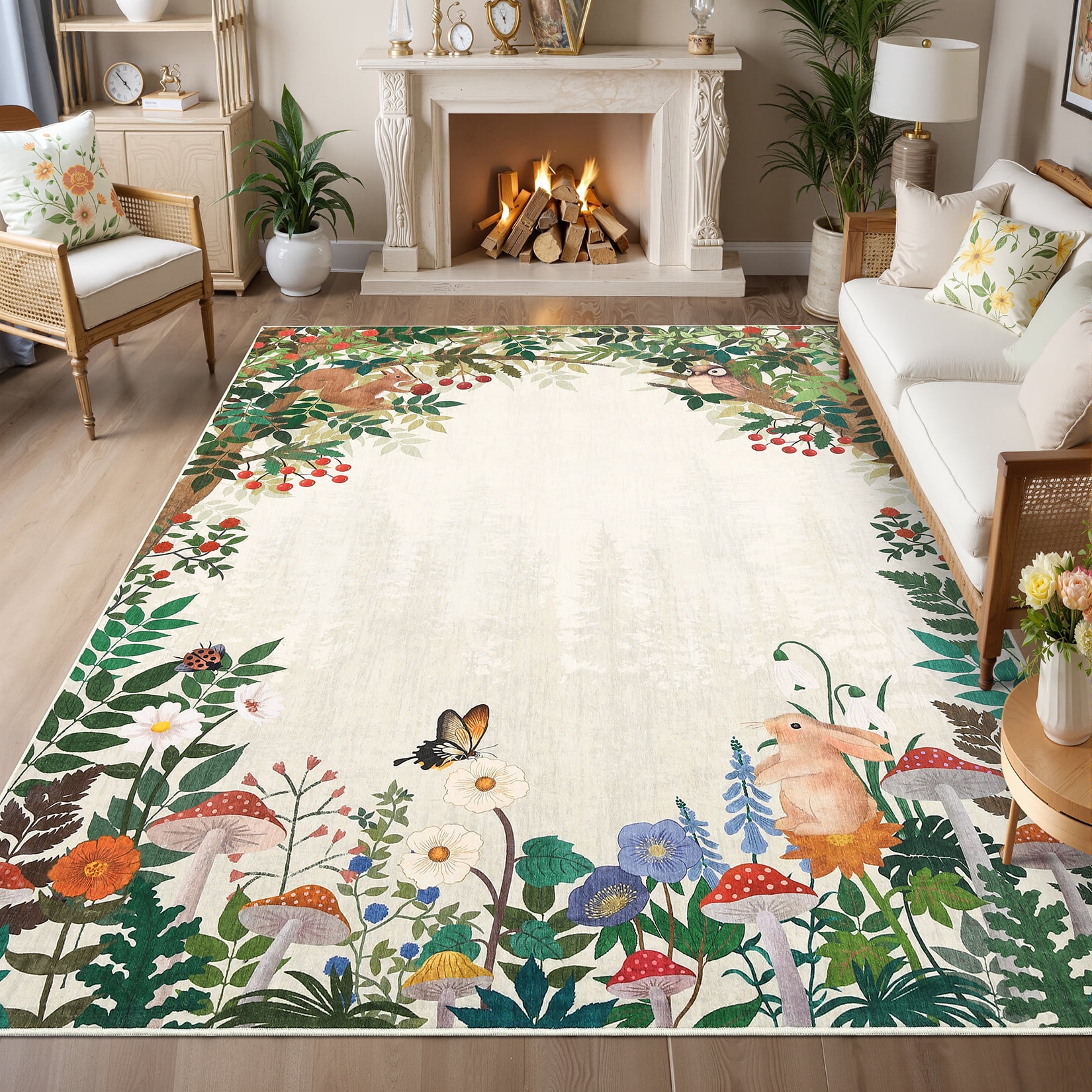 Garvee 8'x10' Jungle Animal Print Area Rug for Living Room, Washable ...